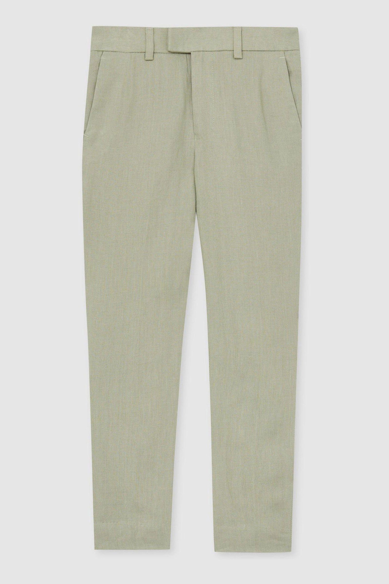REISS Senior Slim Fit Linen Adjustable Trousers | endource