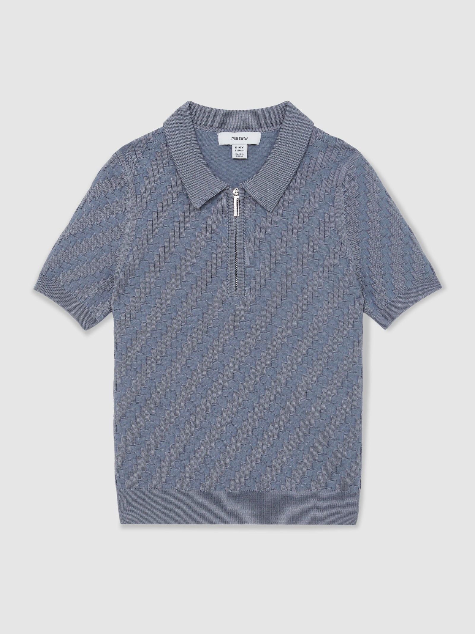REISS Atticus Textured-Knit Half-Zip Polo Shirt | endource