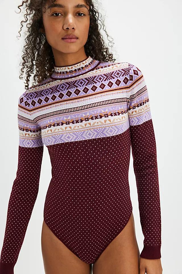 FREE PEOPLE Intimately - Winter Warmer Bodysuit in Wine Combo | endource