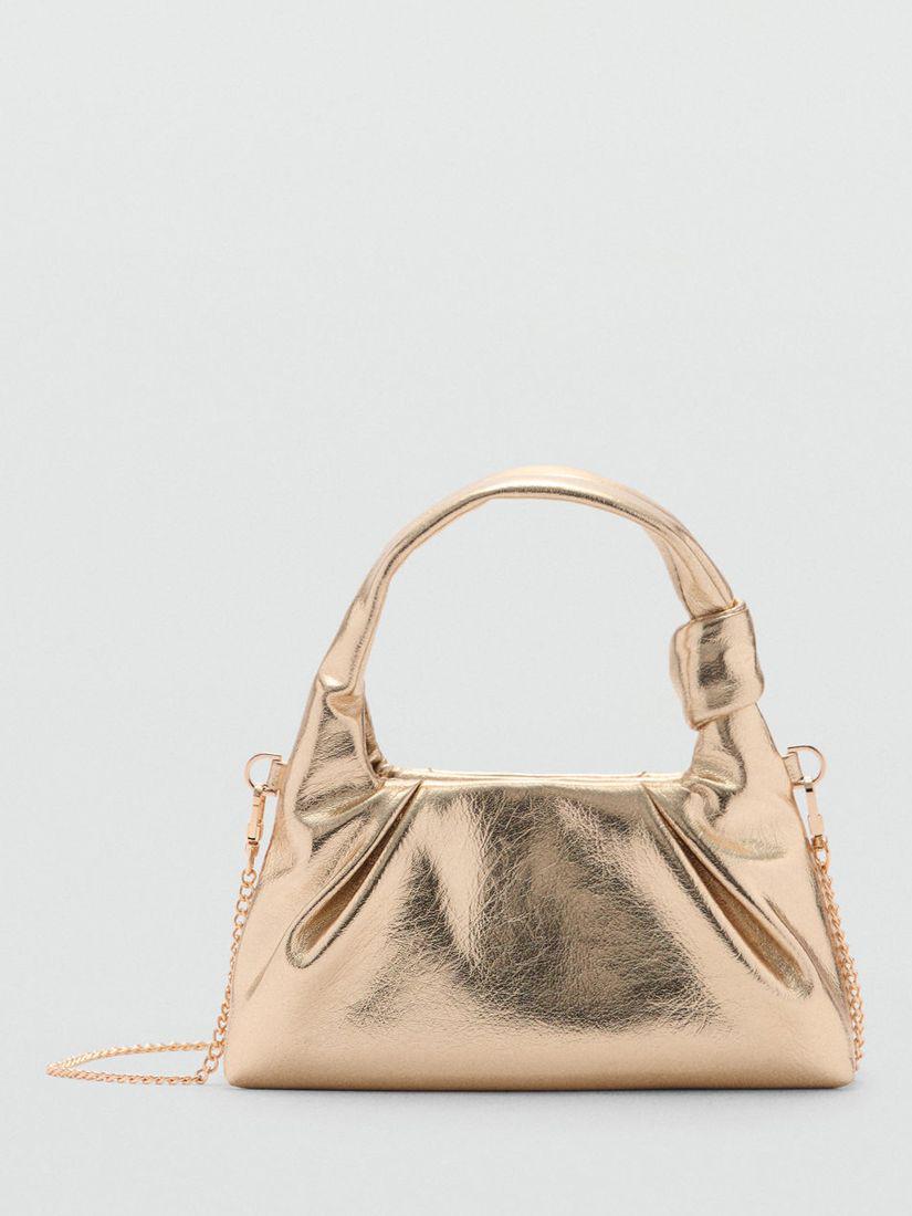 MANGO Agata Knot Strap Mini Clutch Bag in Gold | endource