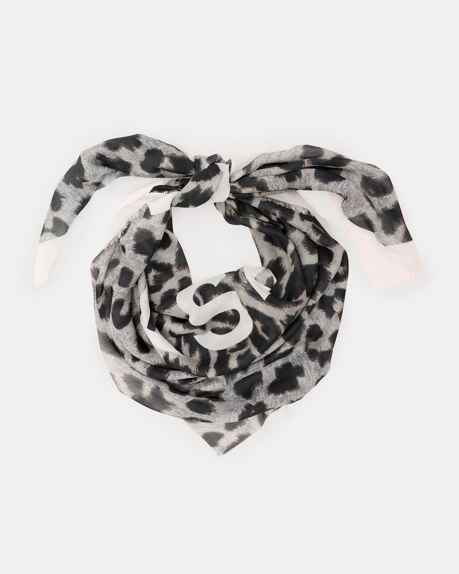 ALLSAINTS Leppo Large Square Scarf in Charcoal Grey | endource