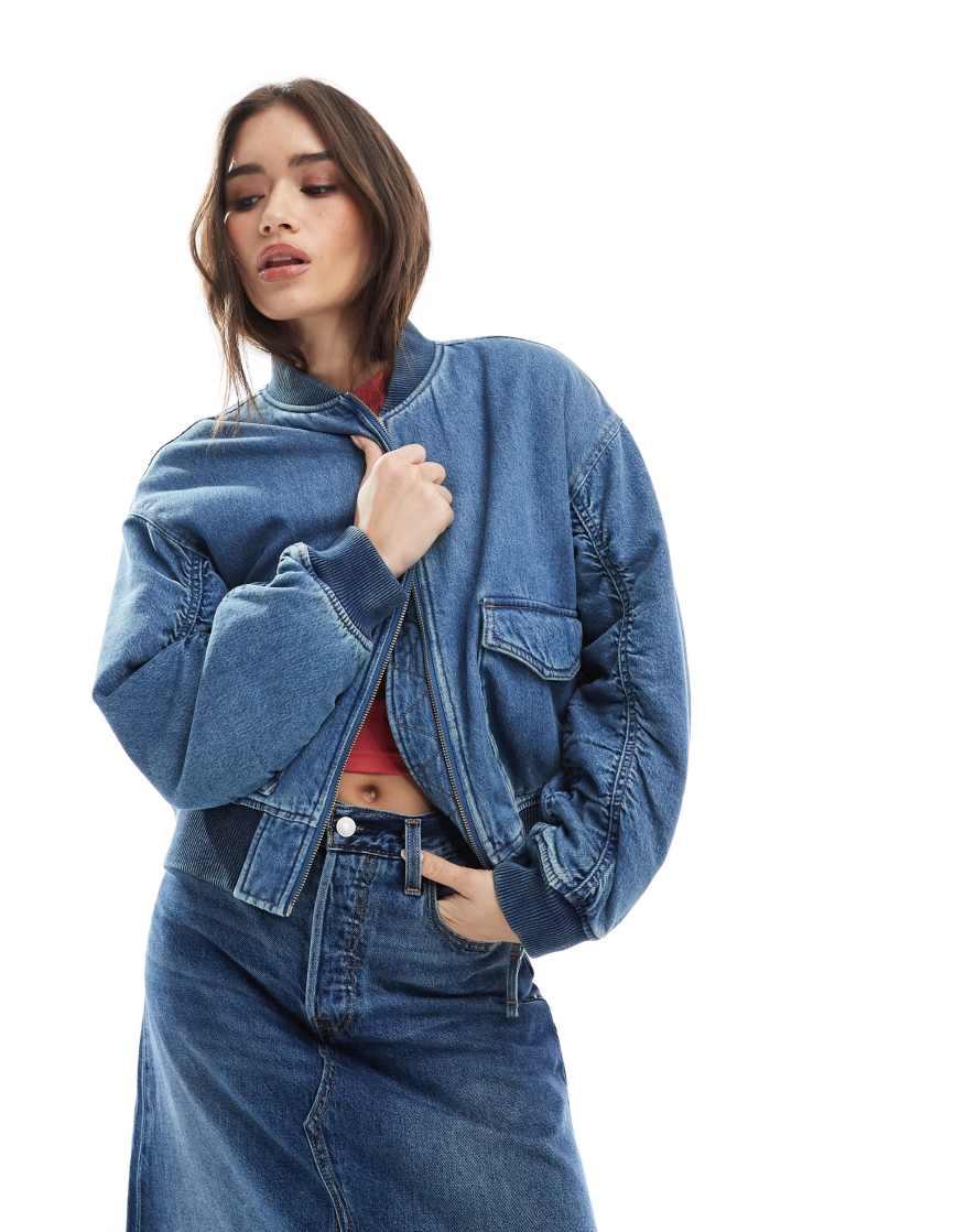 LEVI'S Denim Bomber Jacket in BLUE | endource