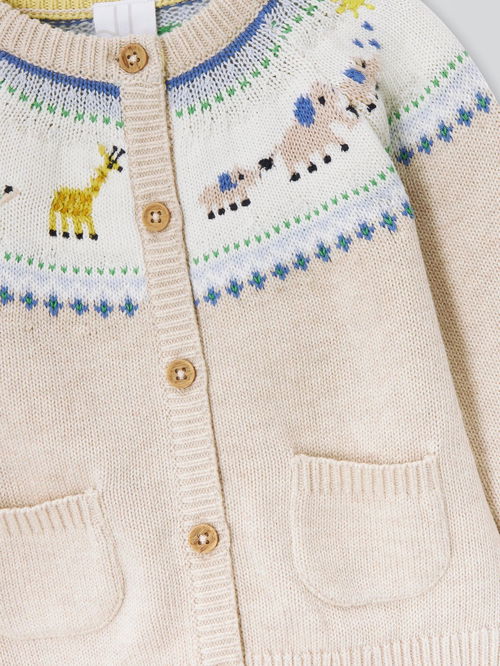 JOHN LEWIS Baby Safari Cardigan, Natural | endource