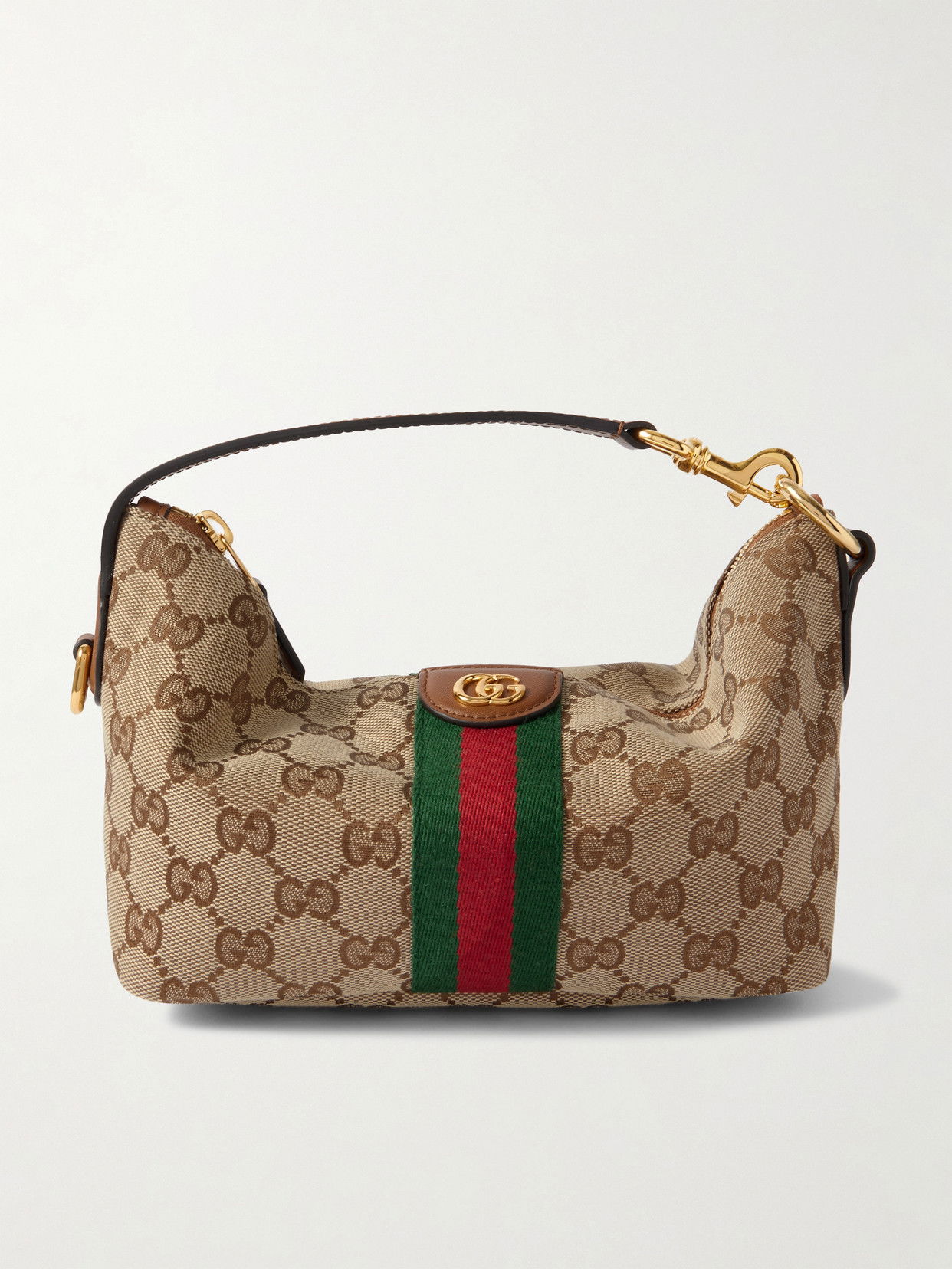 GUCCI Ophidia Mini Leather And Webbing-trimmed Coated-canvas Tote ...