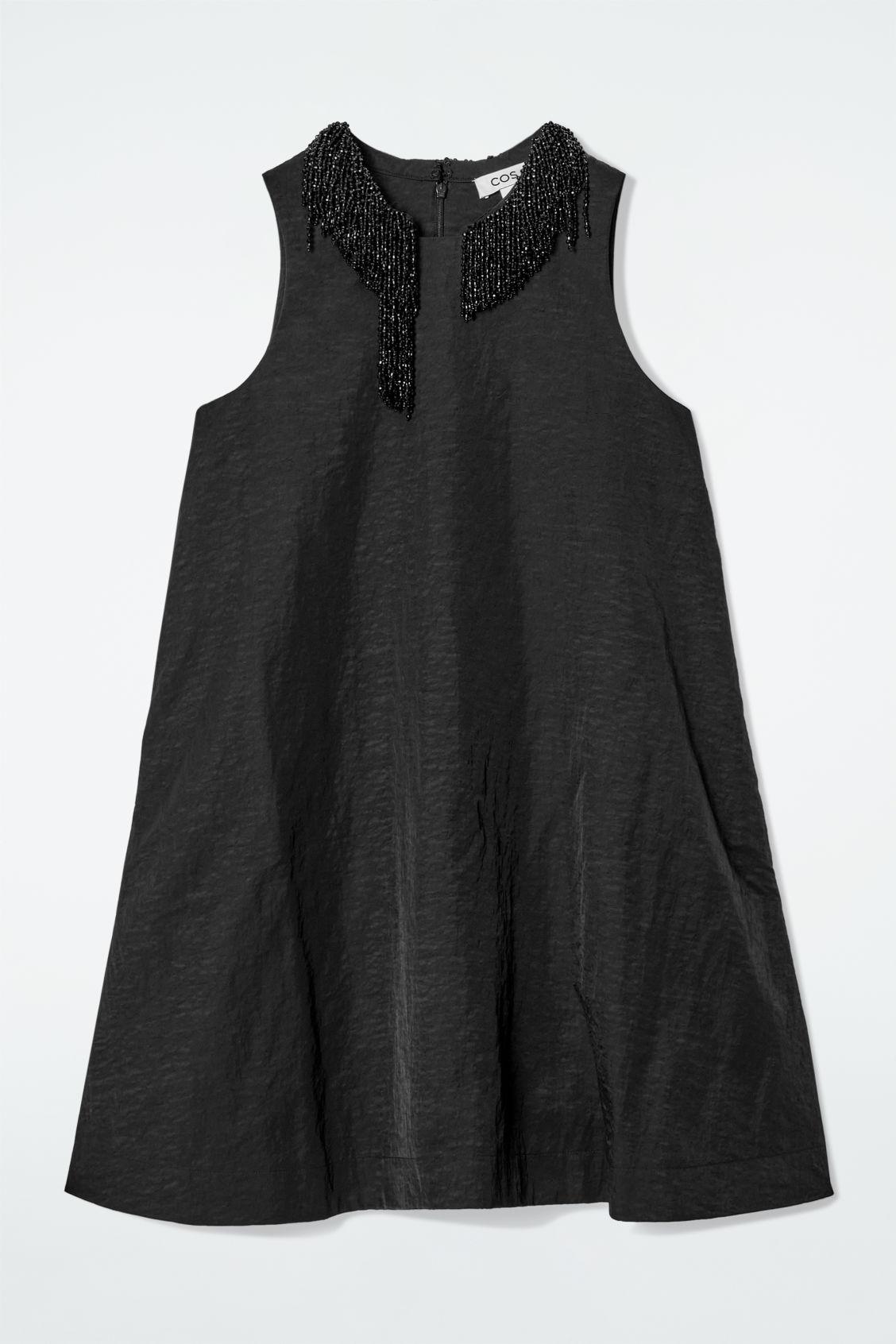 COS Embellished Racer-Neck Dress in BLACK | endource