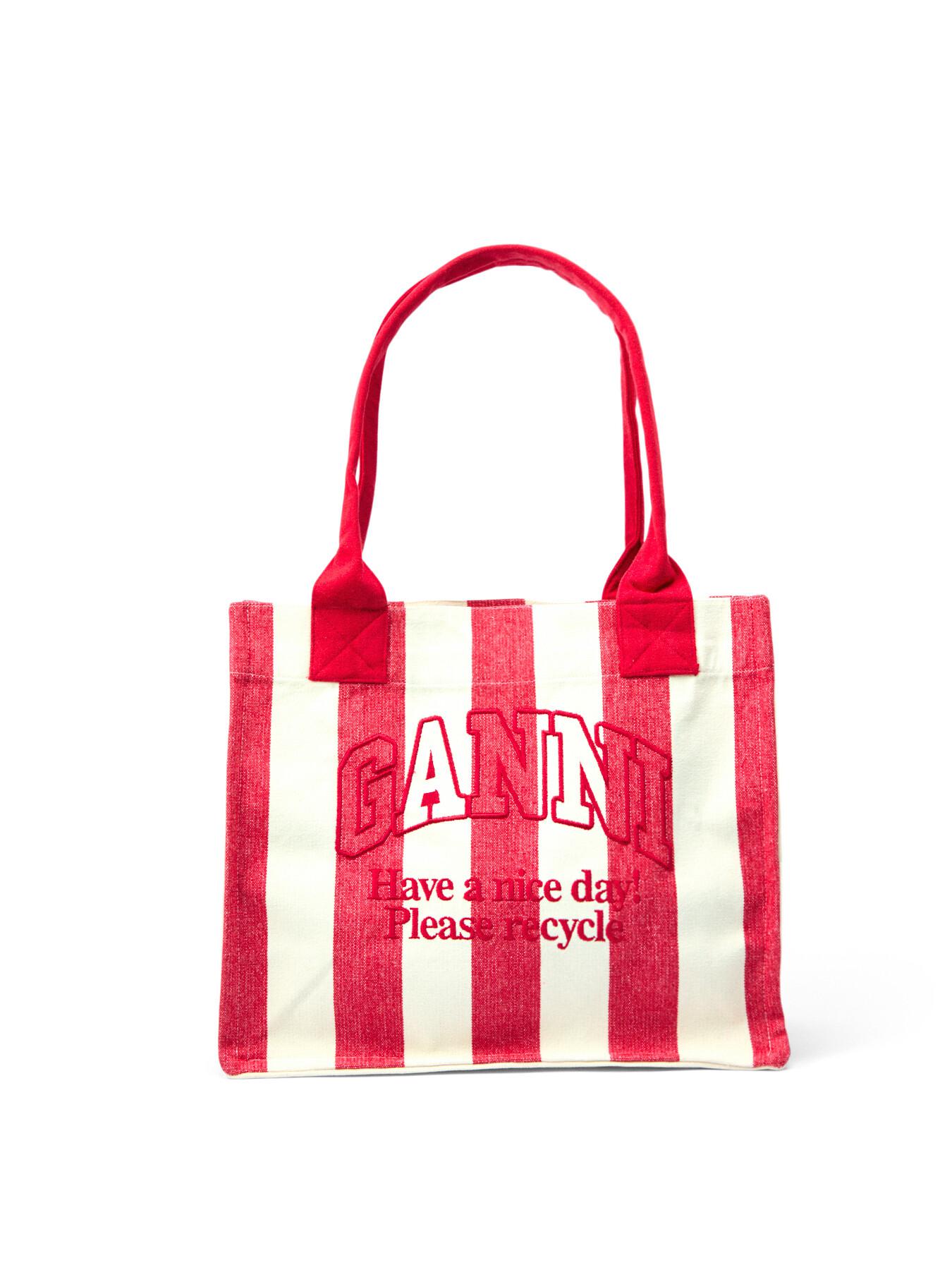 GANNI Large Easy Shopper Stripe Tote Bag in Barbados Cherry | Endource