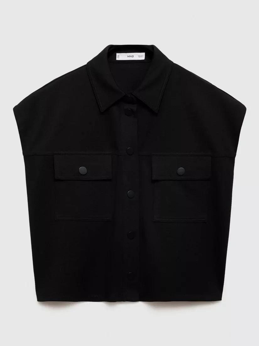MANGO Marco Cropped Shirt in Black | endource