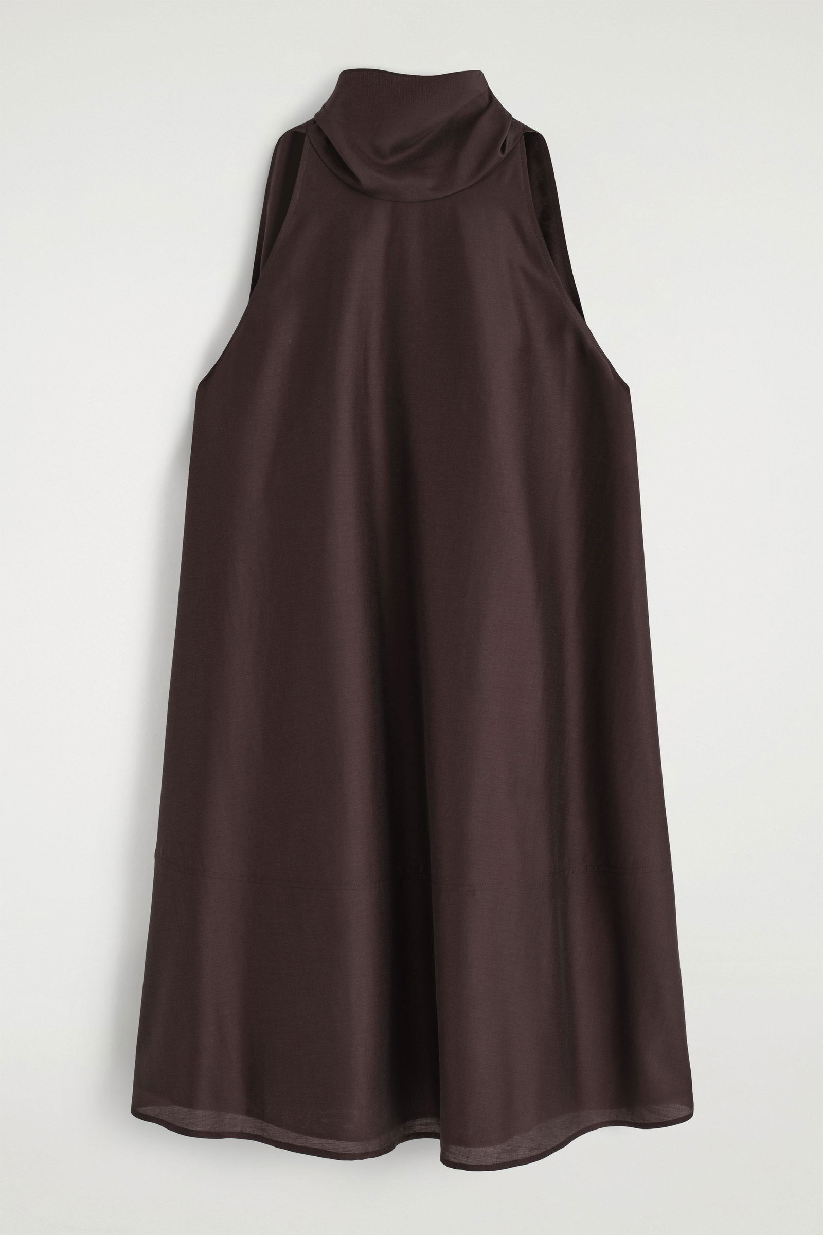 COS Fluid Halterneck Mini Dress in DARK BROWN | endource