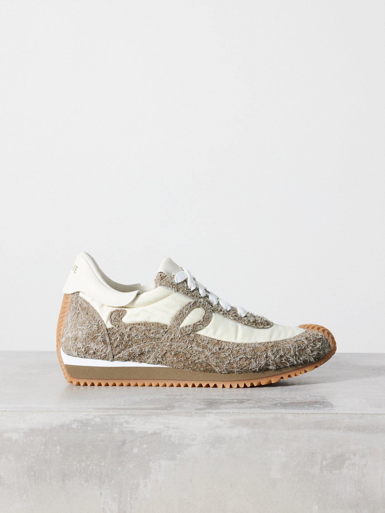 LOEWE Flow Runner Suede And Mesh Trainers in Green | endource