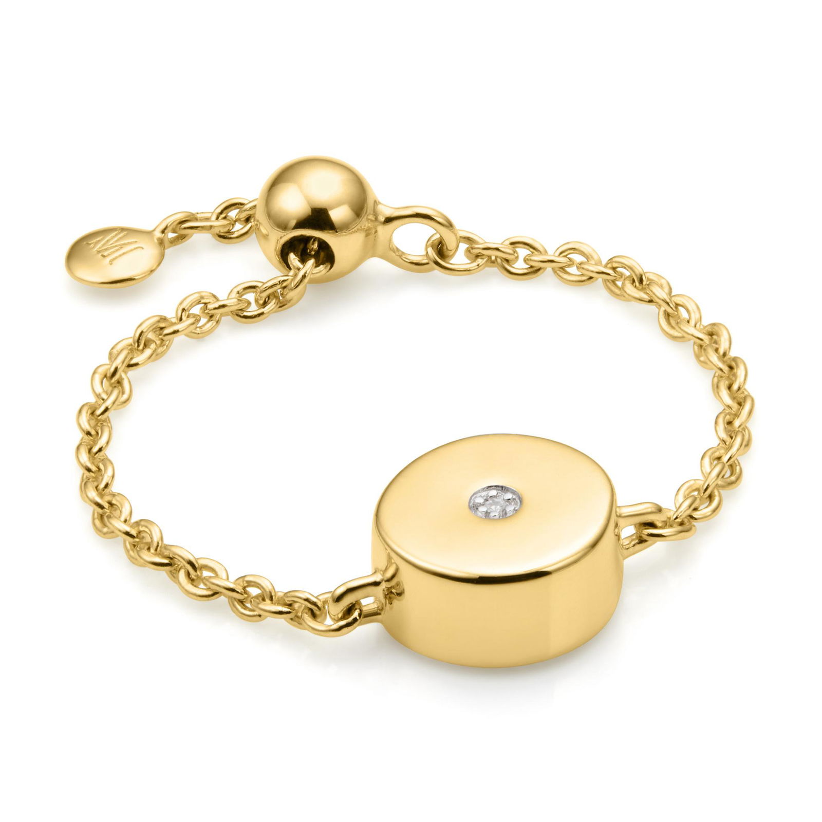 MONICA VINADER Linear Solo Adjustable Friendship Diamond Ring in 18k ...