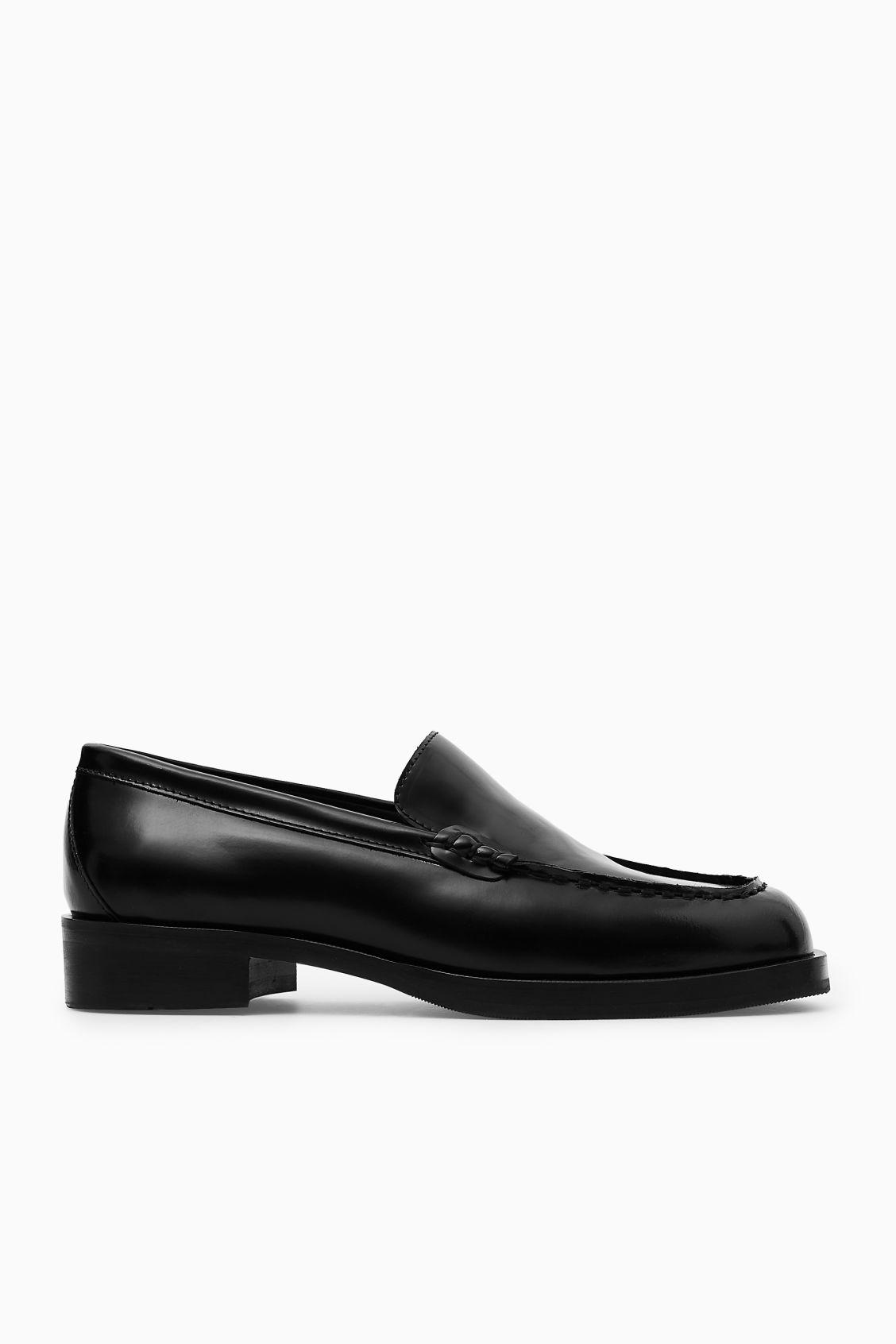 COS Clean Leather Loafers in BLACK | endource