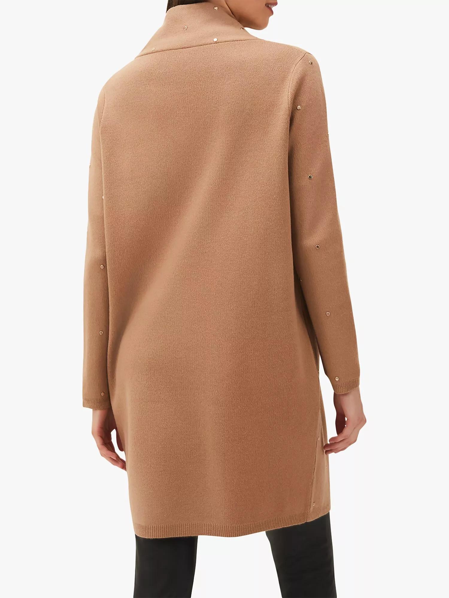PHASE EIGHT Paloma All-Over Stud Embellished Knit Coatigan, Camel ...