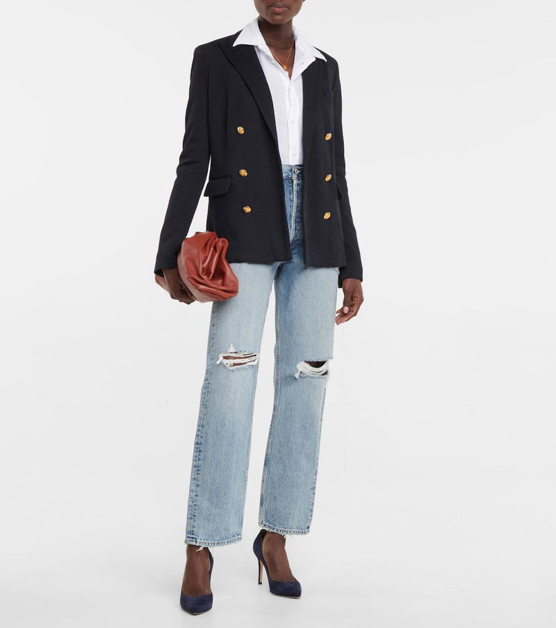 POLO RALPH LAUREN Knit Double-Breasted Blazer in Blue | Endource POLO RALPH LAUREN Knit Double-Breasted Blazer in Blue | Endource