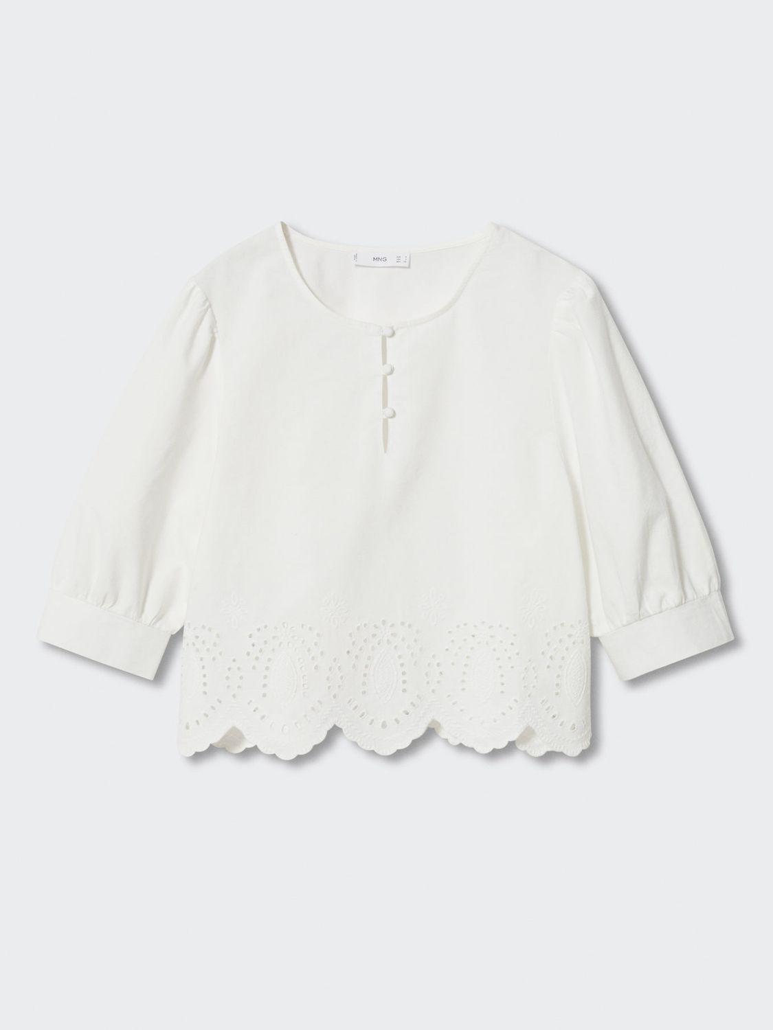 MANGO Khan Cotton Blouse in White | endource
