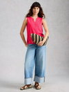 WHITE STUFF Nora Textured Notch Neck Sleeveless Top, Bright Pink | endource