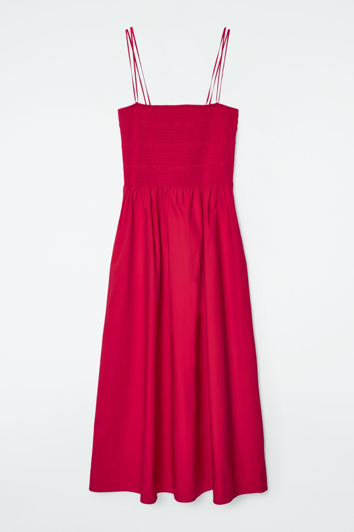 COS Shirred Midi Dress in RED | endource
