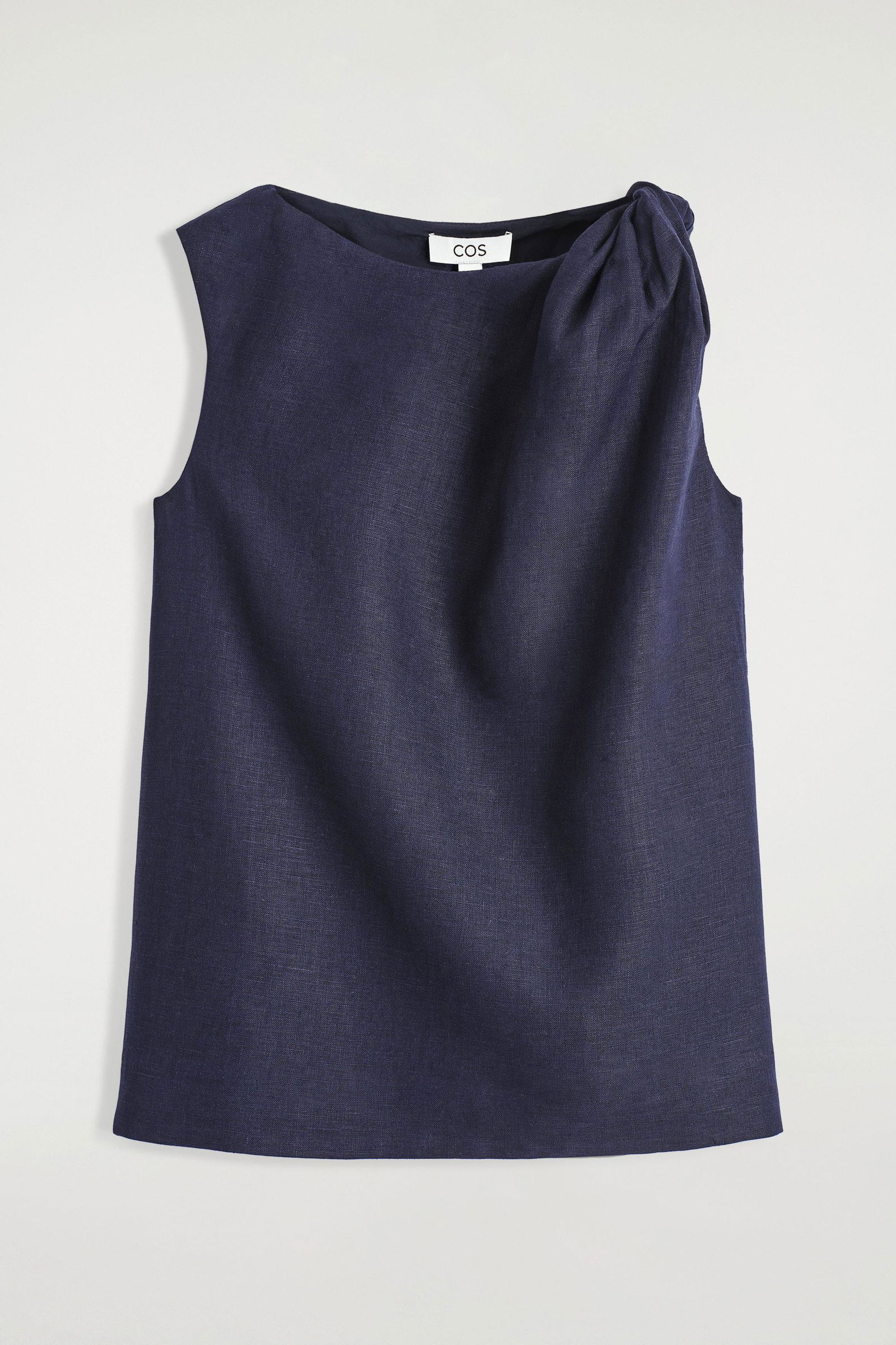 COS Twisted-Detail Linen Top in NAVY | endource