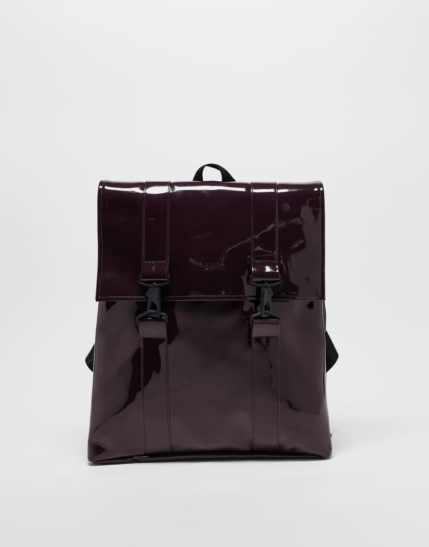 RAINS MSN Waterproof Backpack in BURGUNDY SHINE | endource