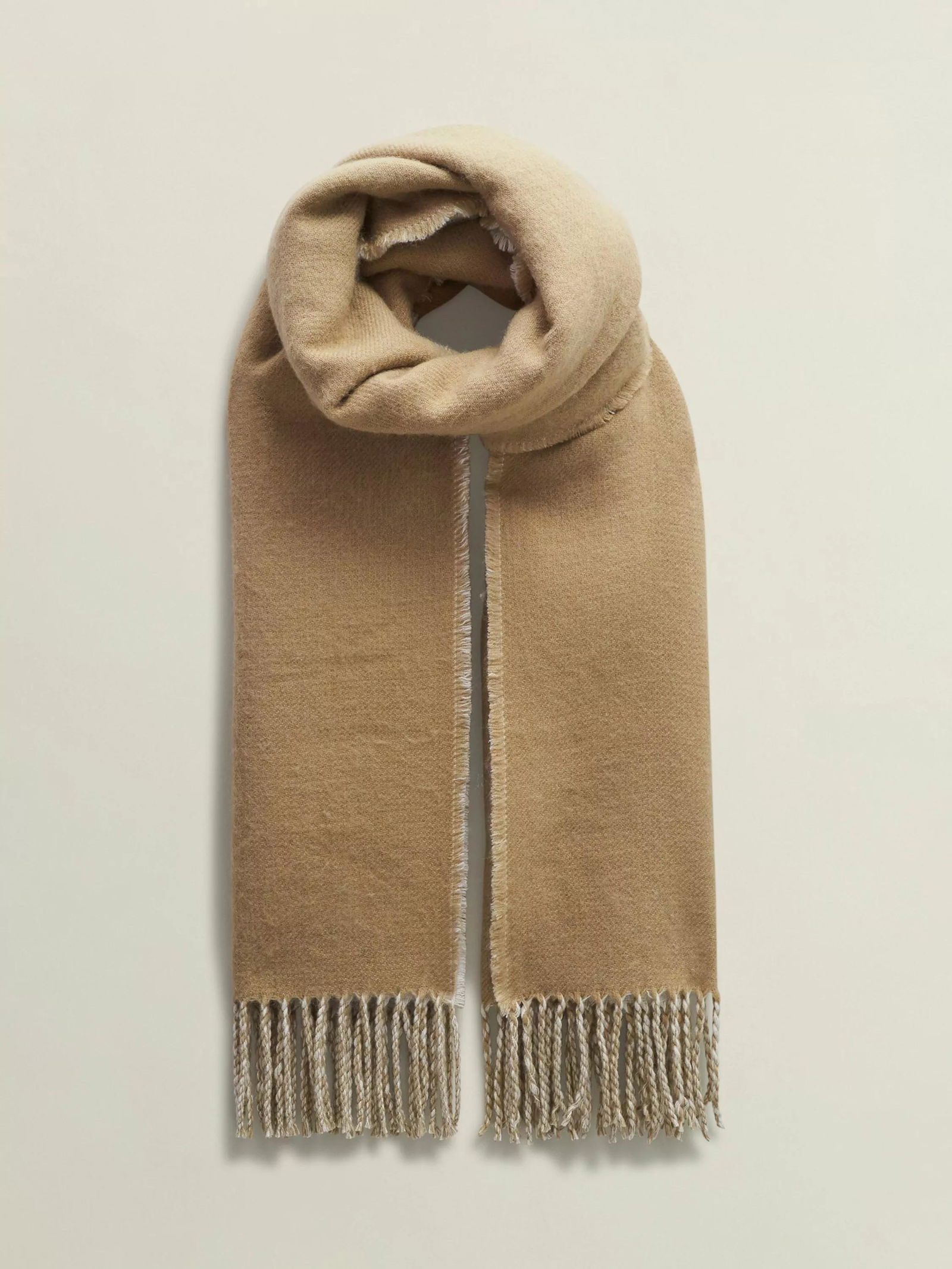 HOBBS Nancy Fringed Scarf in Camel/Ivory | endource
