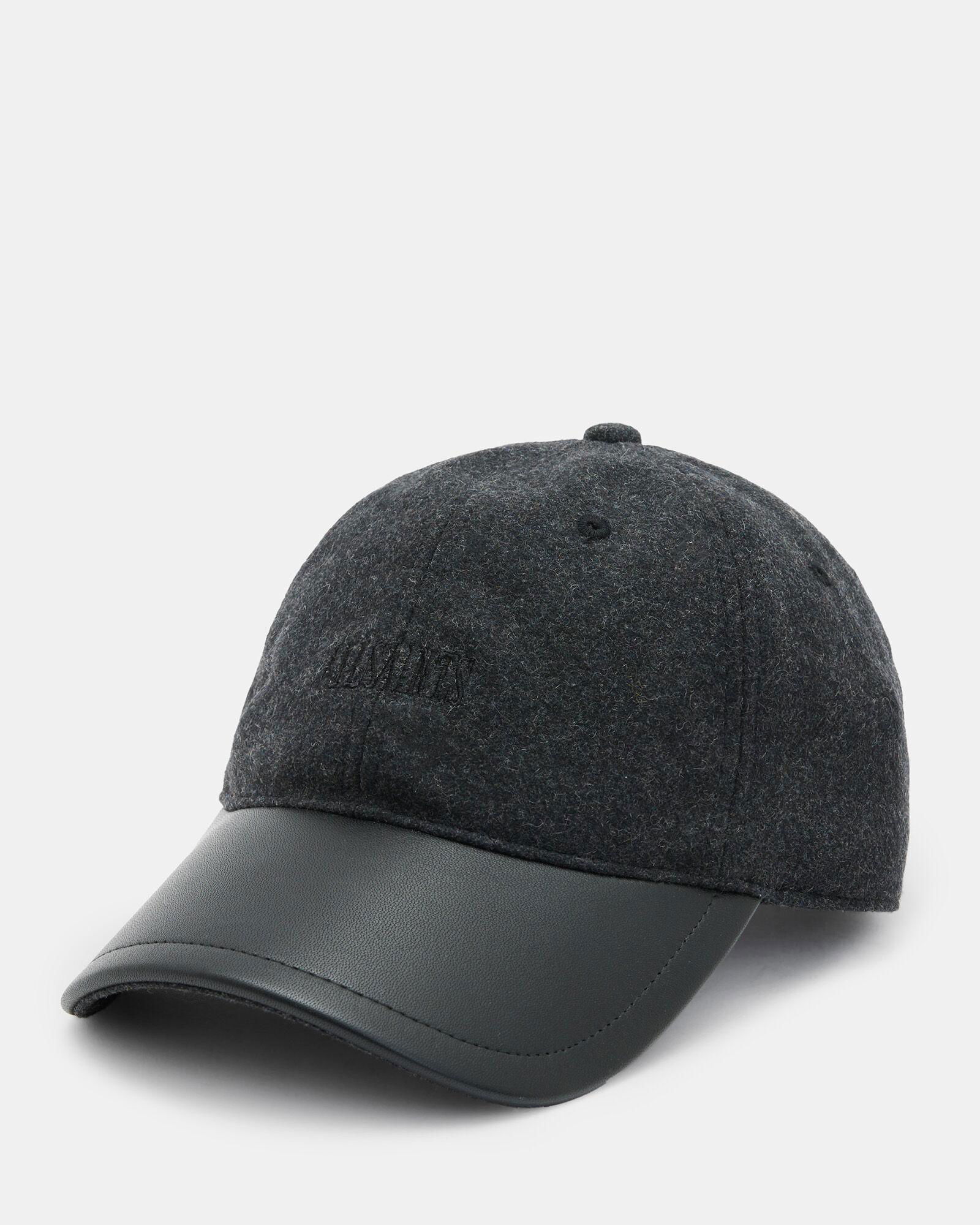 ALLSAINTS State Wool Leather Logo Baseball Cap in Grey | endource