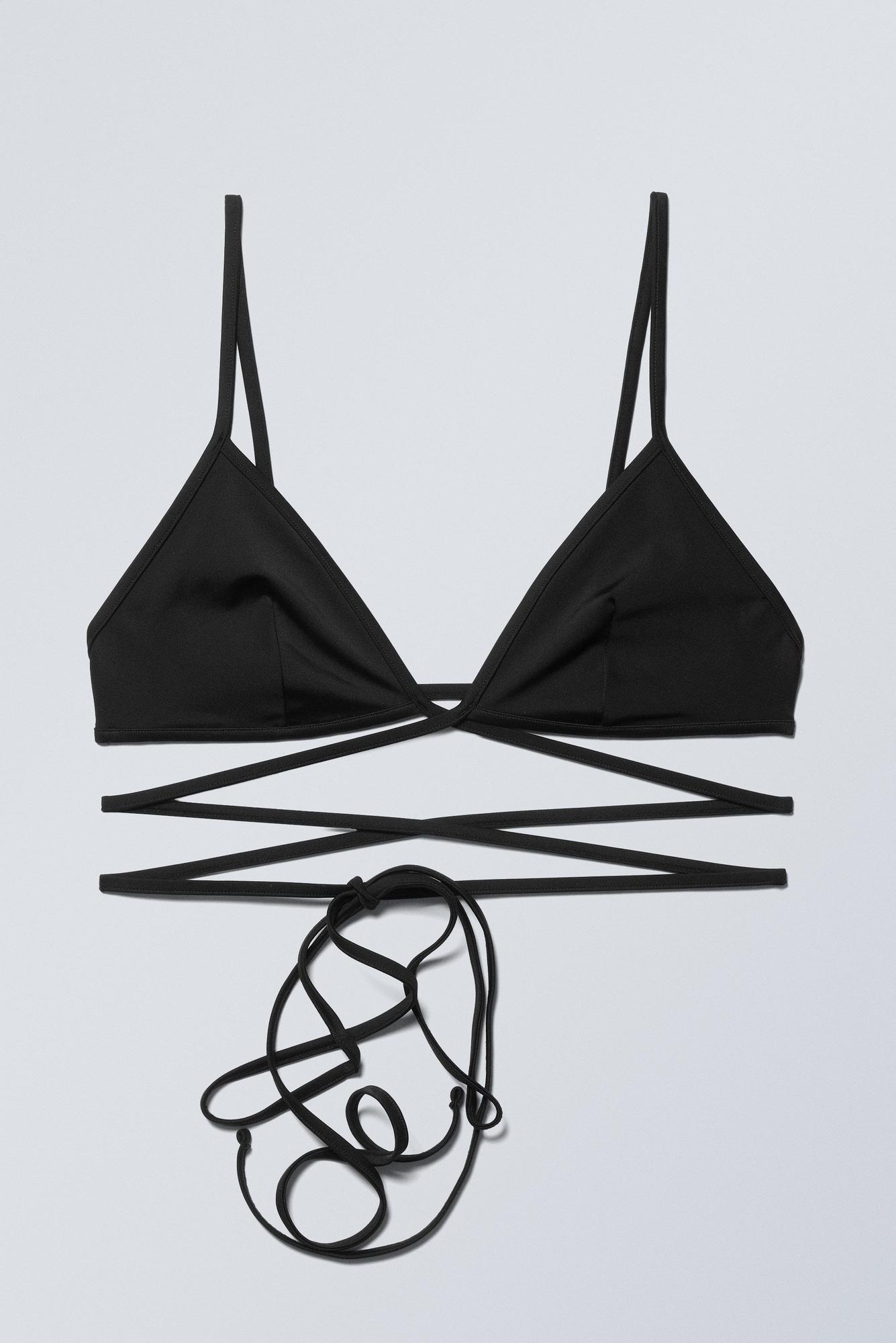 WEEKDAY Triangle Wrap-Around Bikini Top in Black | endource