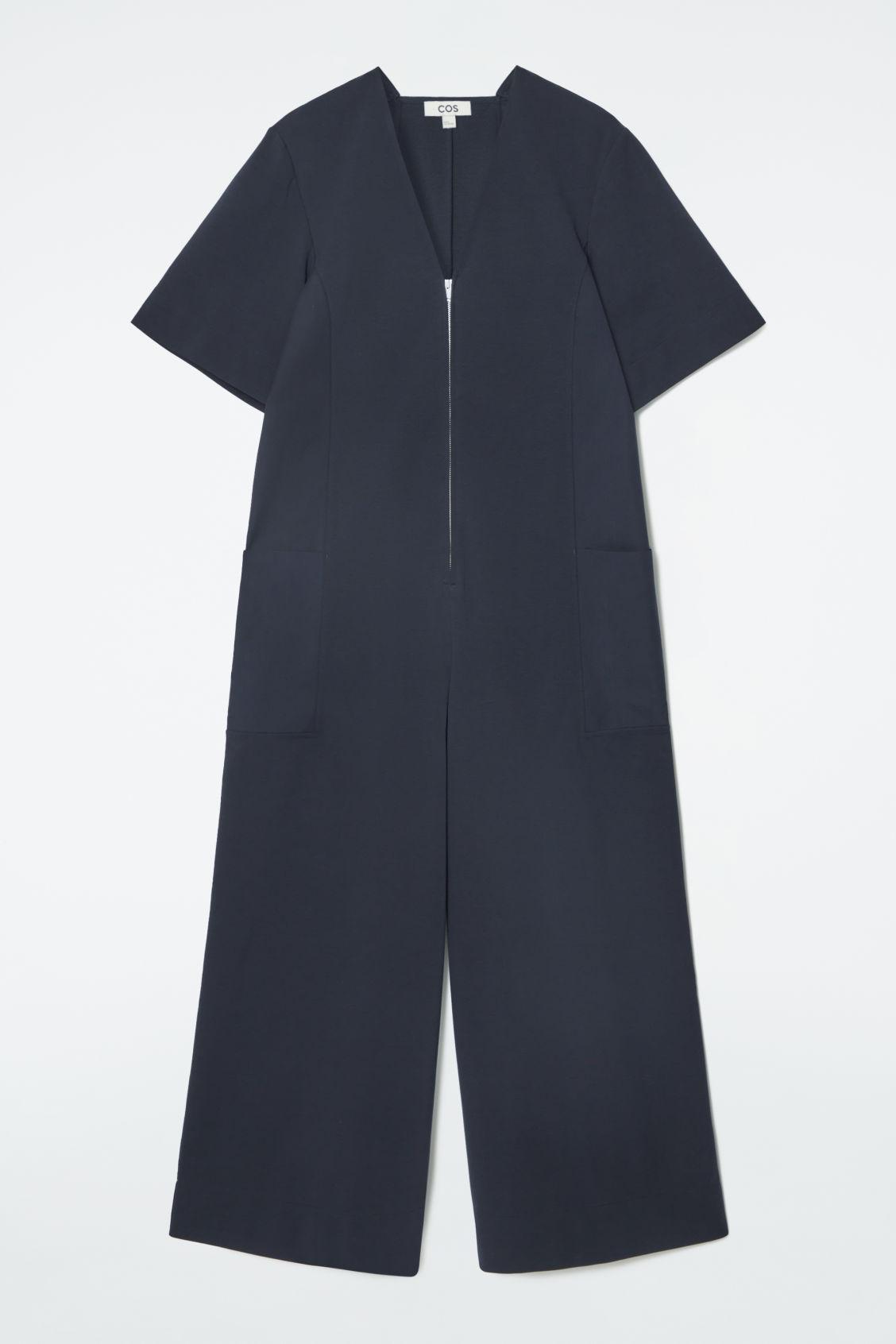 COS Panelled V-Neck Jumpsuit in NAVY | endource