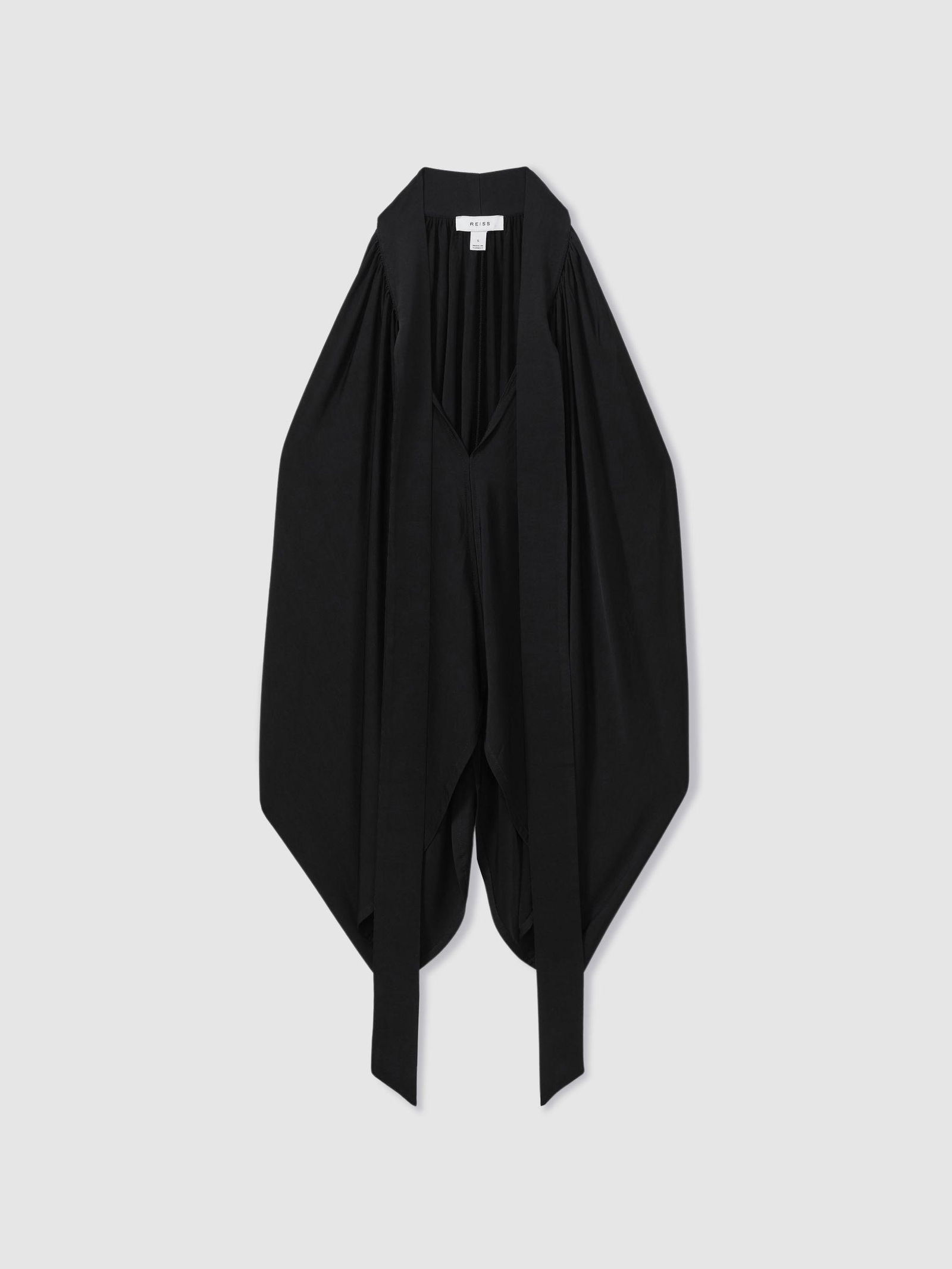 REISS Draped Tie Neck Top in Black | Endource