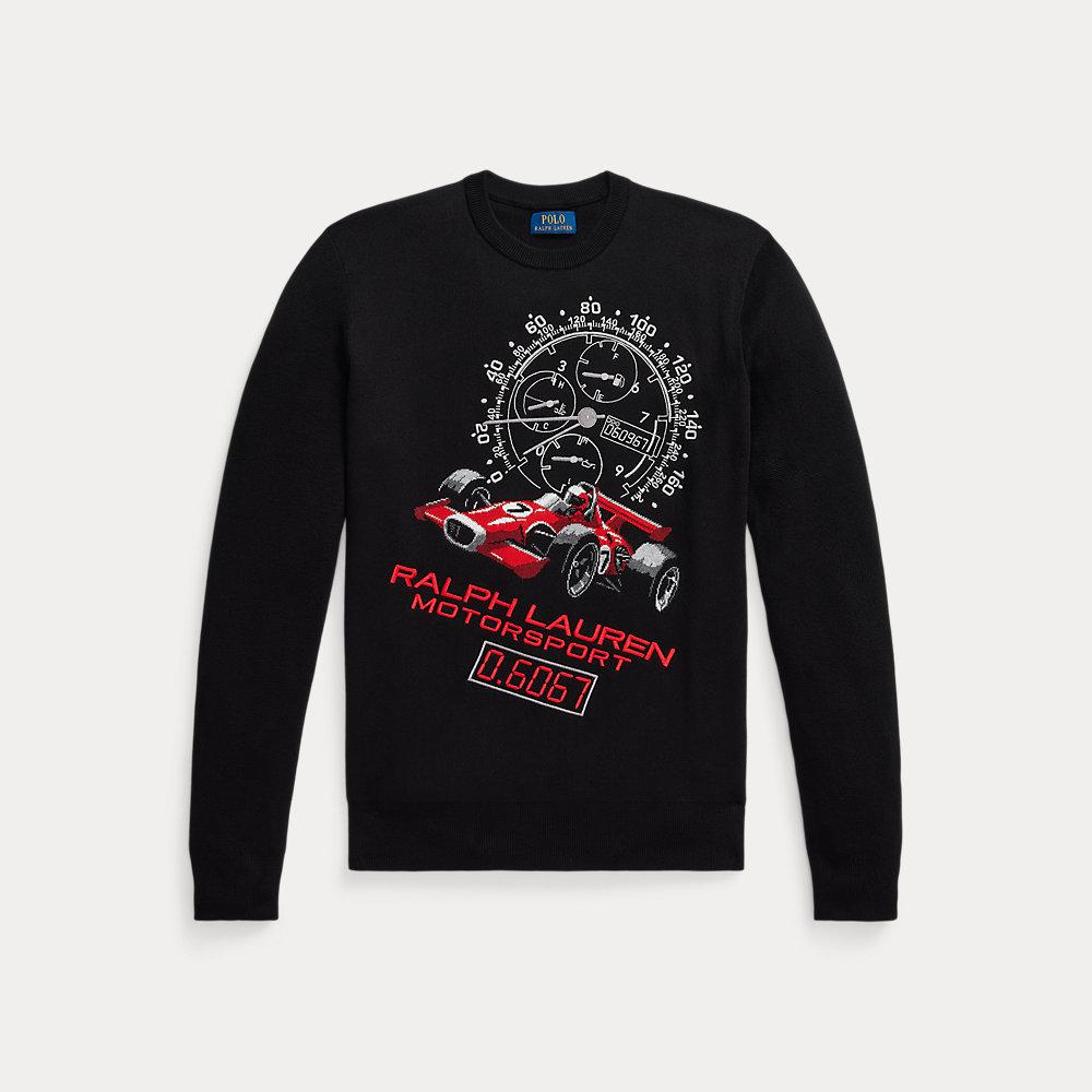 POLO RALPH LAUREN Intarsia-Knit Race Car Cotton Jumper in Black | endource