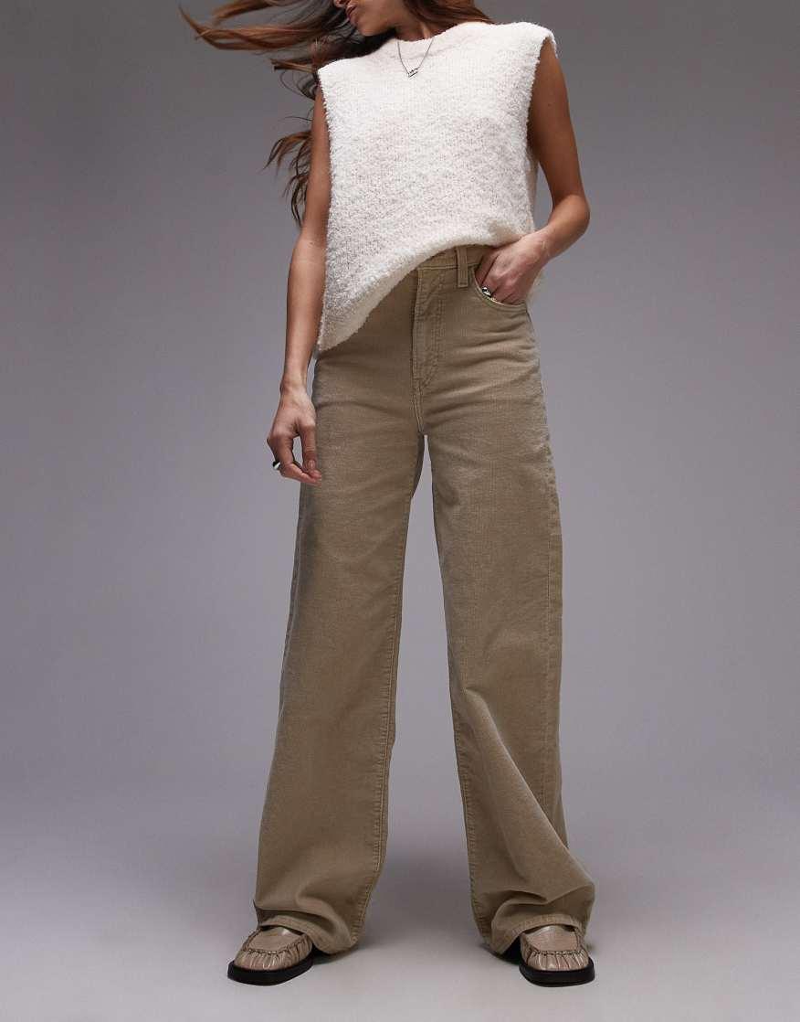 LEVI'S Ribcage High Rise Wide Leg Cord Jeans in beige | endource