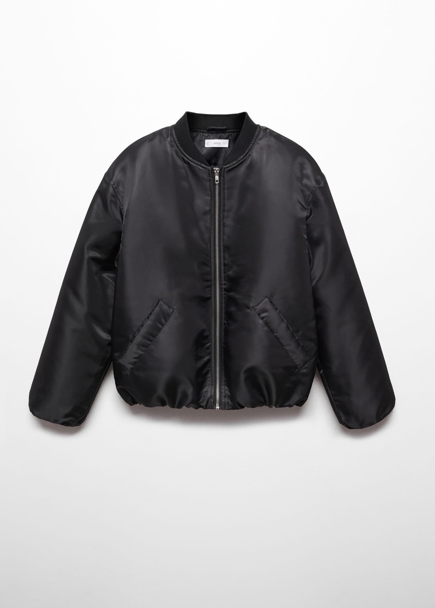 MANGO Bomber Jacket With Zip in Black | endource