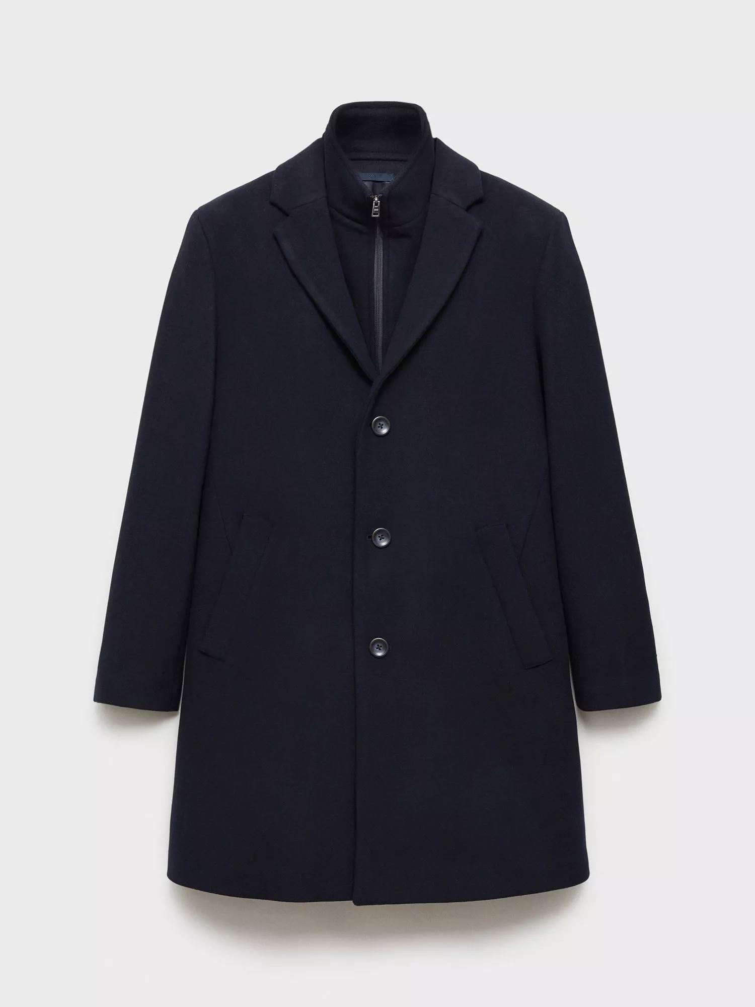 MANGO Uriel Wool Overcoat in Navy | endource