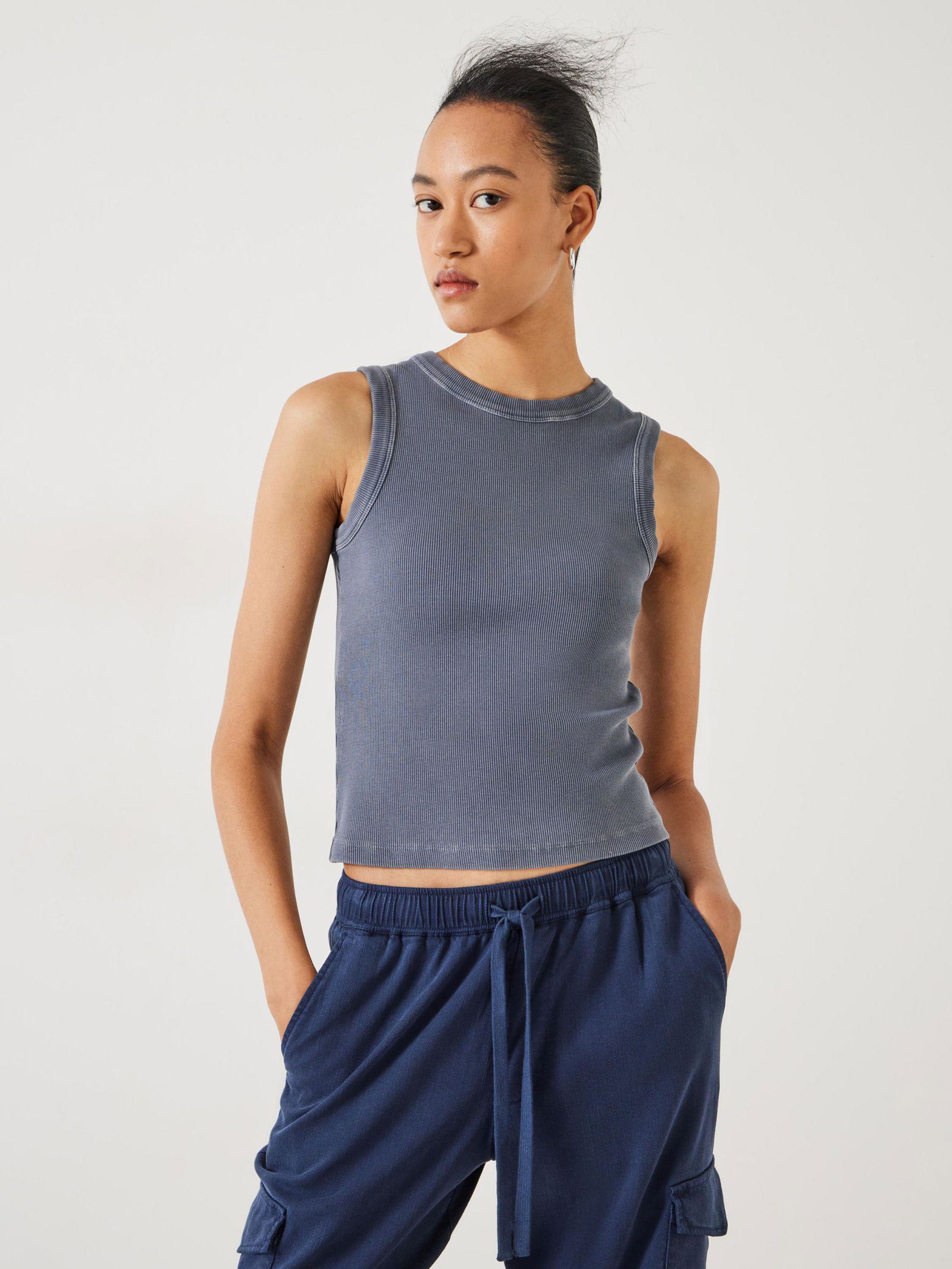 HUSH Elkin Ribbed Tank Top in Ash | endource