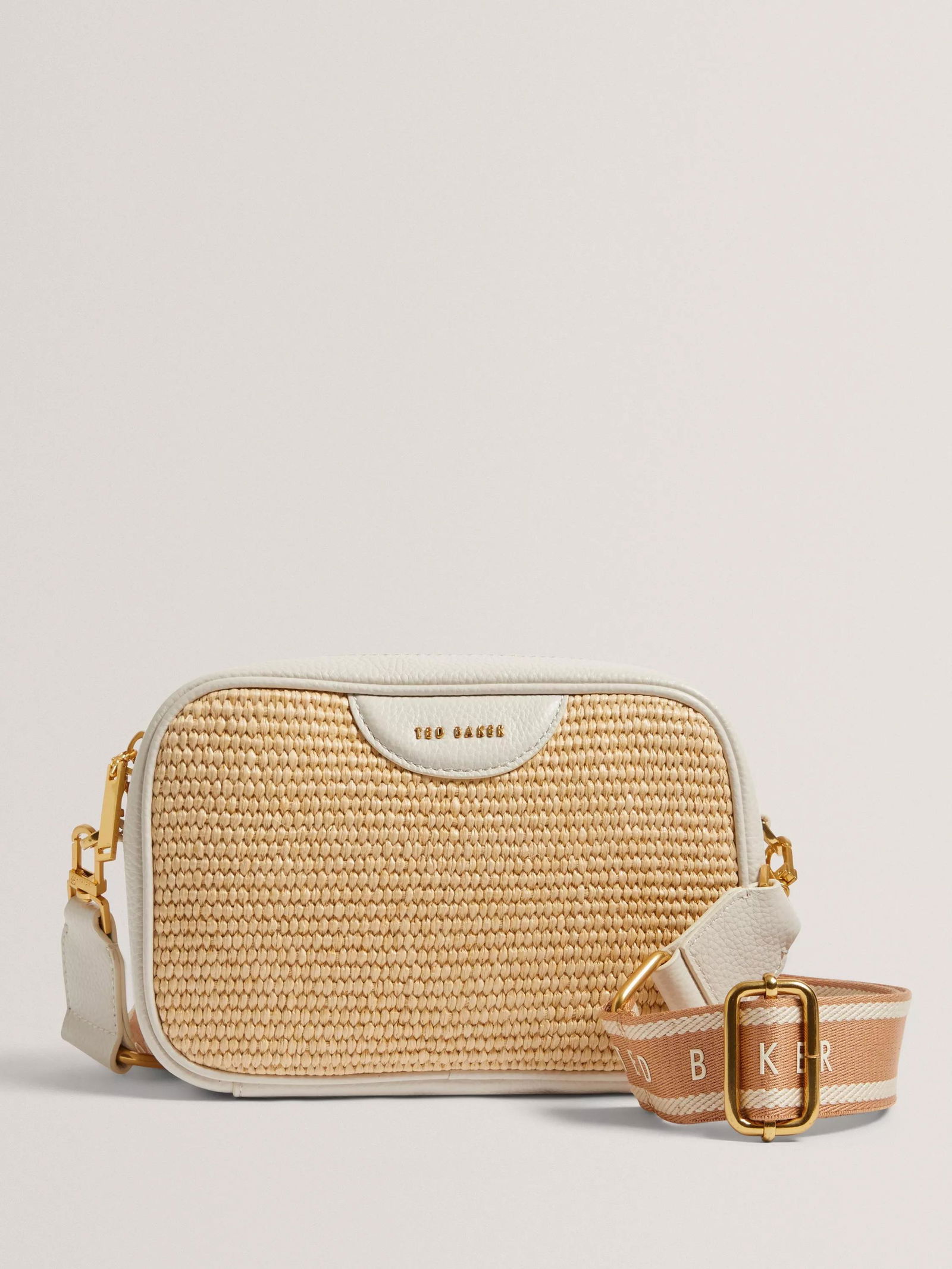 TED BAKER Bardas Webbing Faux Raffia Camera Crossbody Bag in Ecru ...