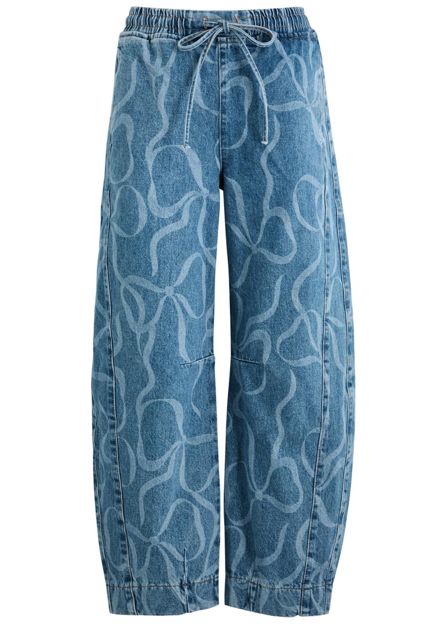 DAMSON MADDER Felix Bow-Print Barrel-Leg Jeans | endource