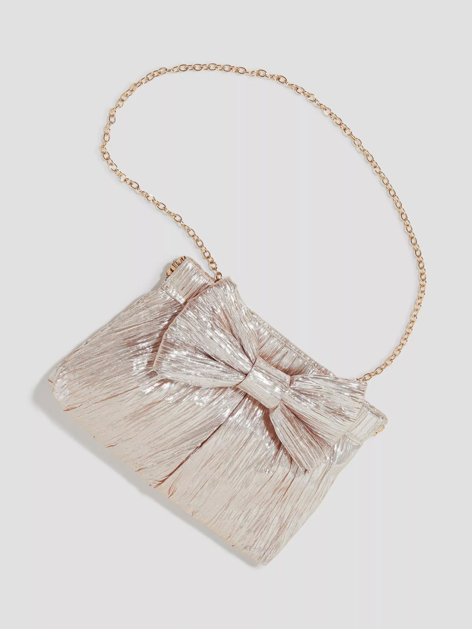 Monsoon Mila Bow Plisse Clutch Bag in Pink | endource