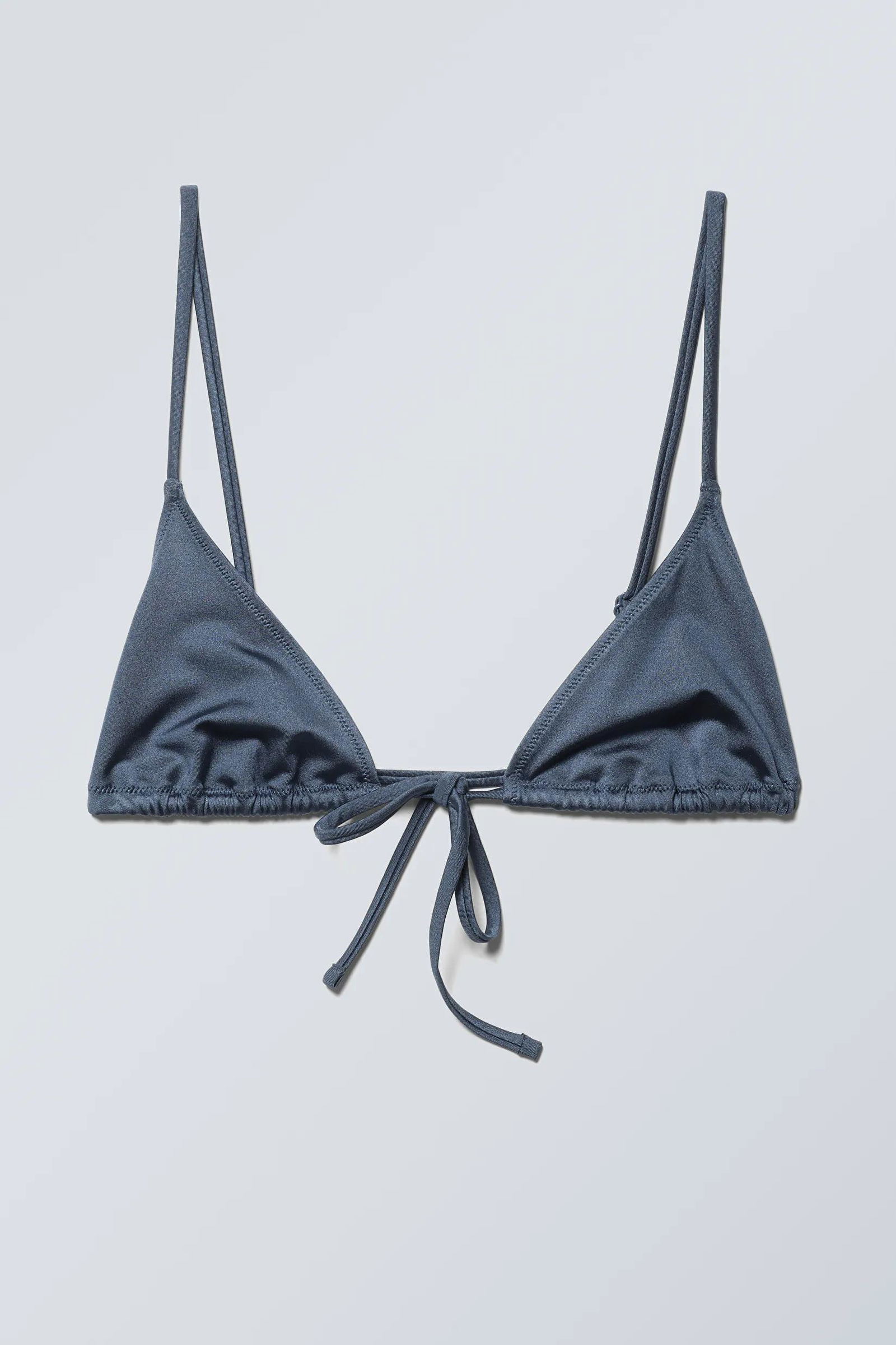 Weekday Shiny Triangle Bikini Top In Blue Shimmer Endource