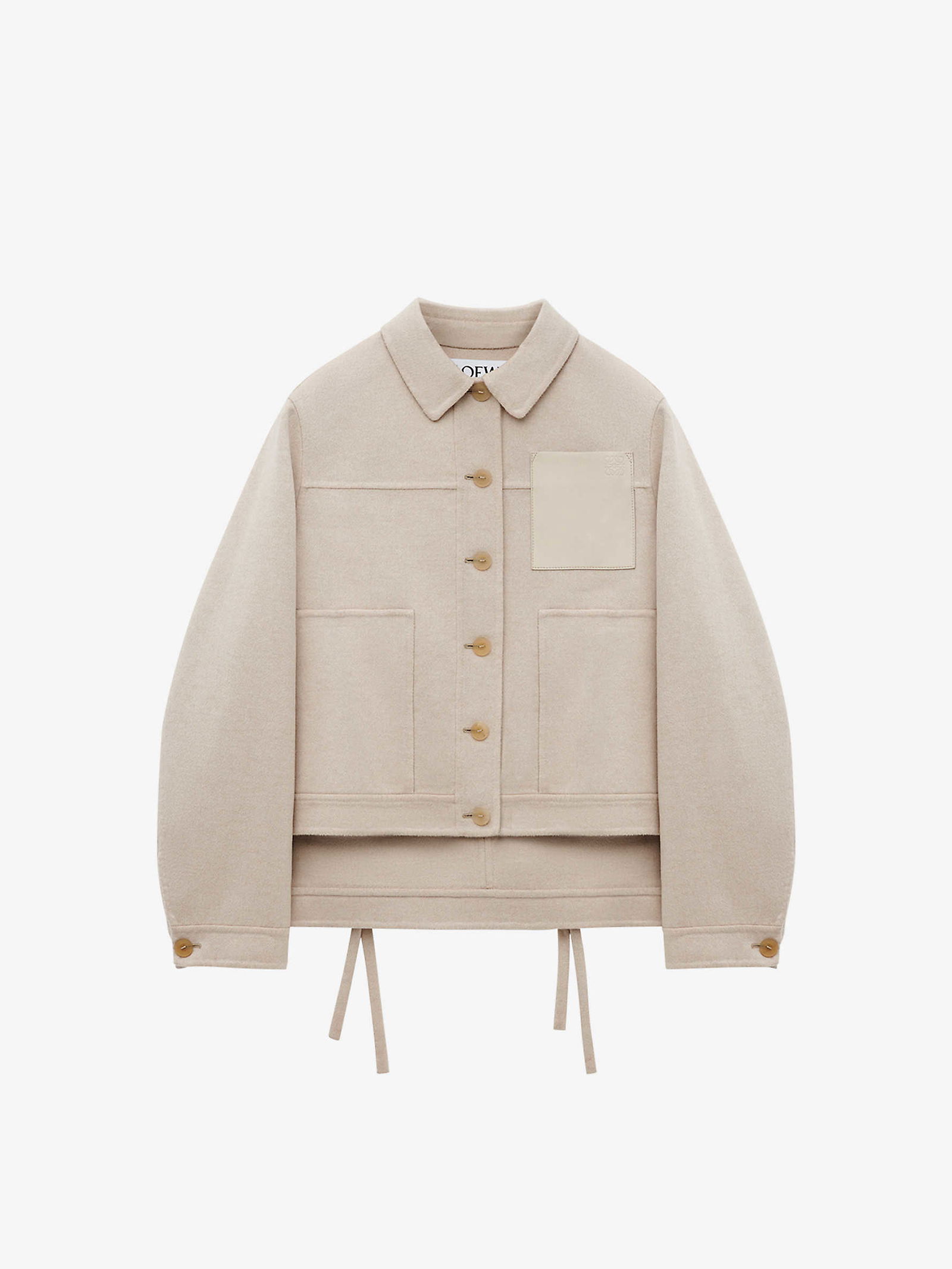 LOEWE Workwear Logo-Patch Cashmere And Wool Jacket in Light Beige ...