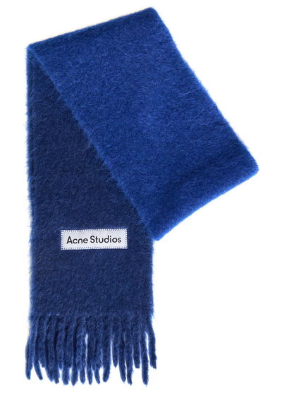 ACNE STUDIOS Logo-Appliquéd Fringed Alpaca-Blend Scarf | endource