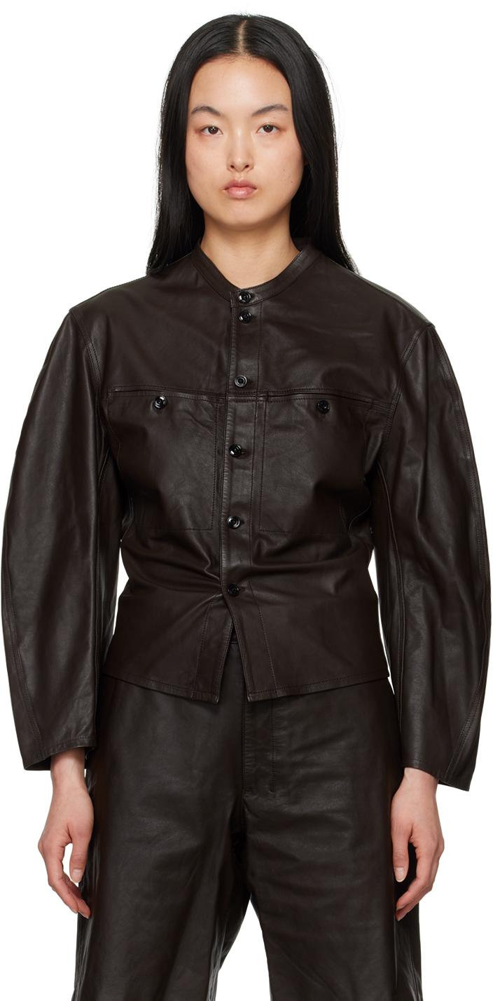 LEMAIRE Curved Sleeve Leather Jacket | Endource