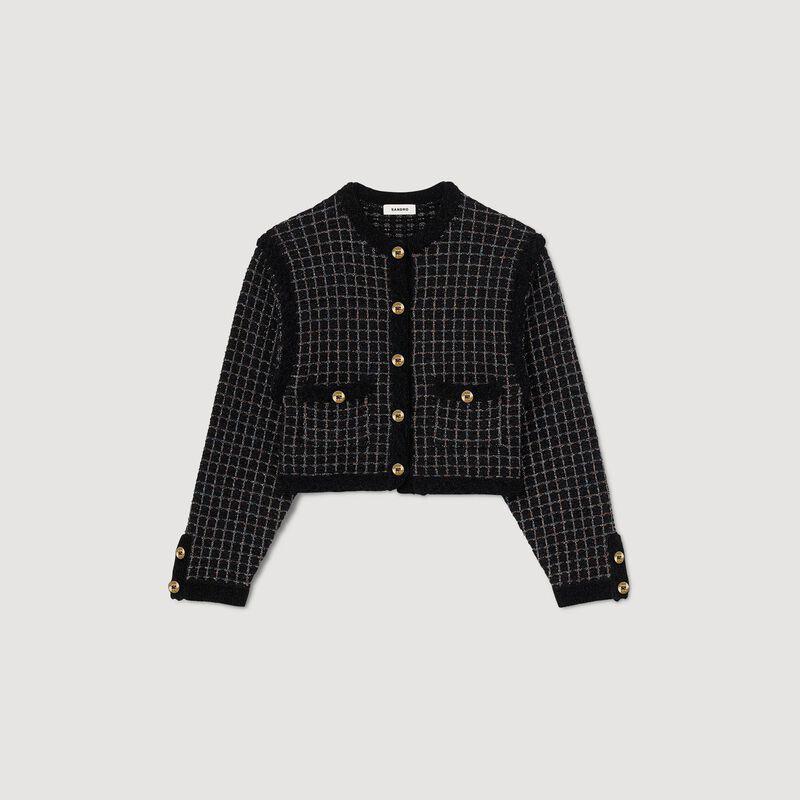 SANDRO Tweed-Effect Coatigan in Black | Endource