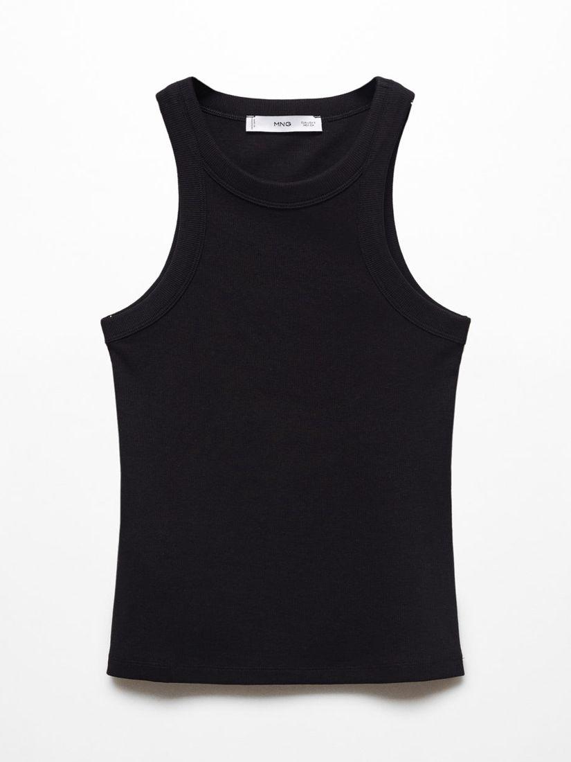 MANGO Boni Plain Tank Top in Black | Endource