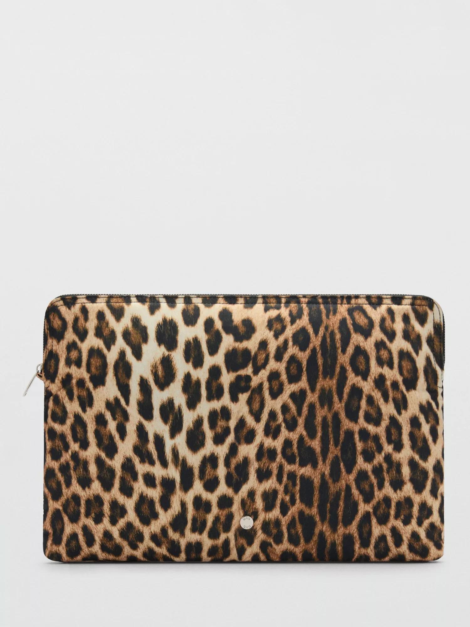 MANGO Tambor Leopard Print Laptop Case in Brown | endource
