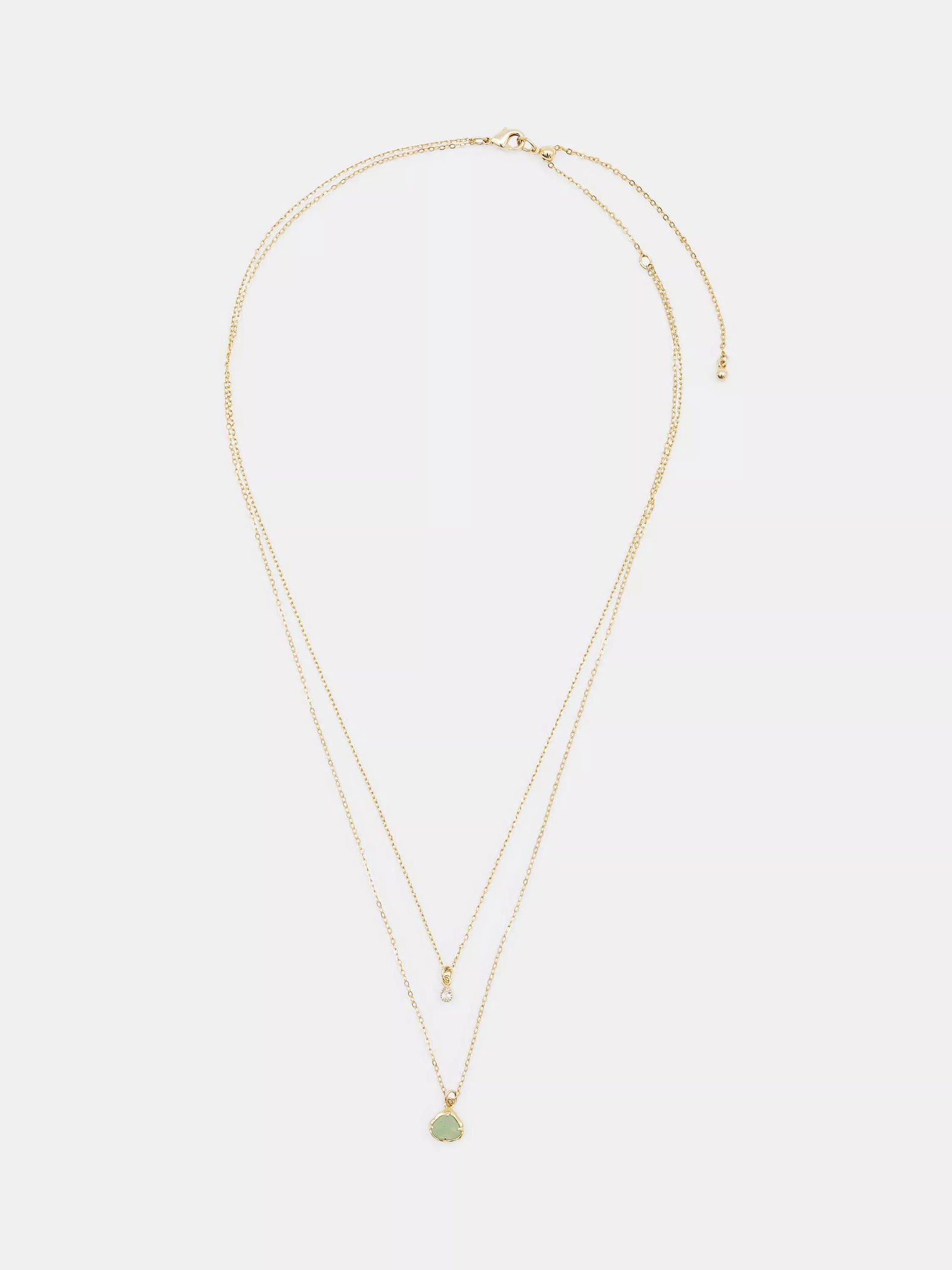 HUSH Amelie Semi Precious Teardrop Pendant Layered Necklace in Gold ...