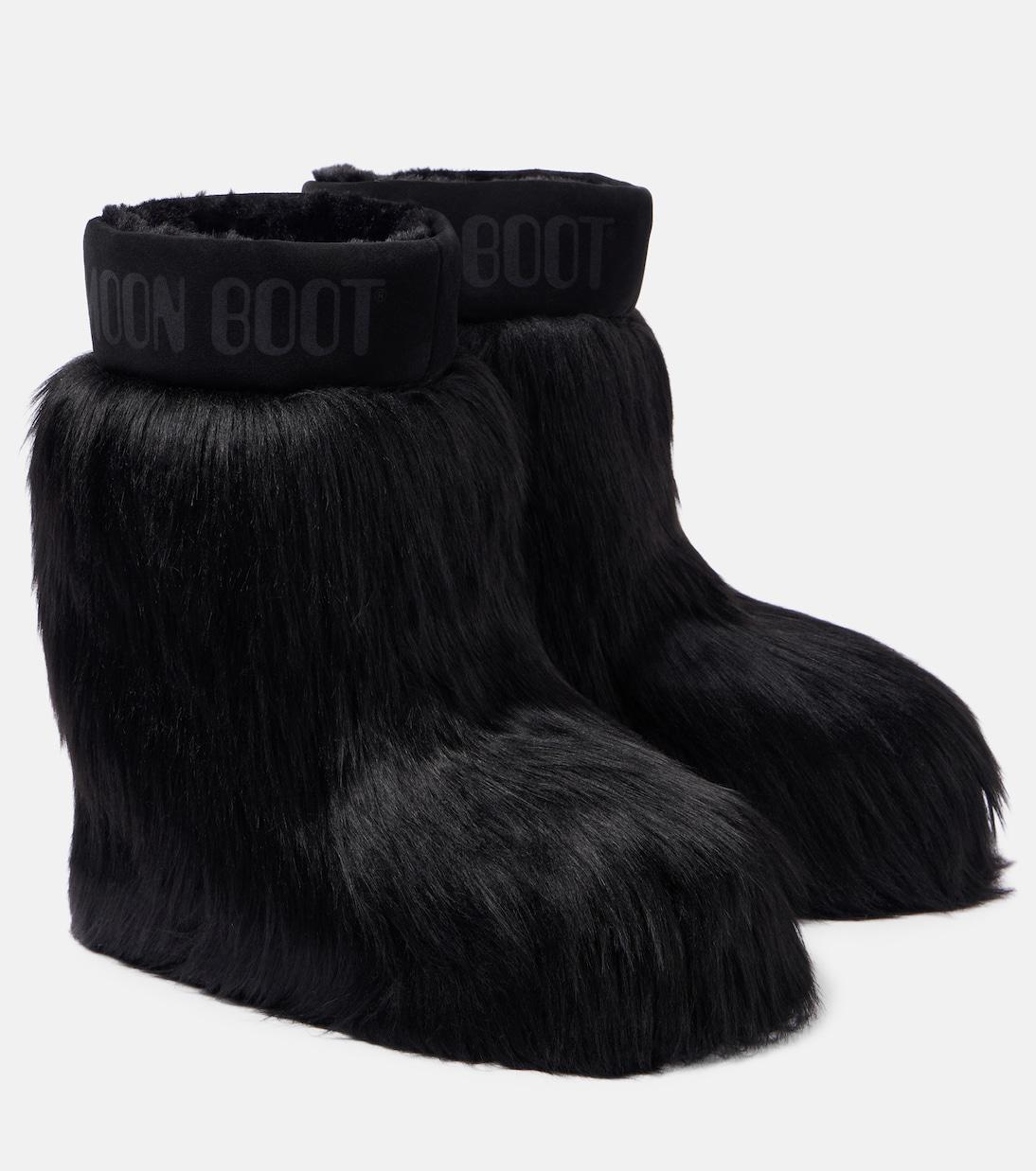Moon Boot Icon Yeti Mid Faux Fur Snow Boots in Black | endource