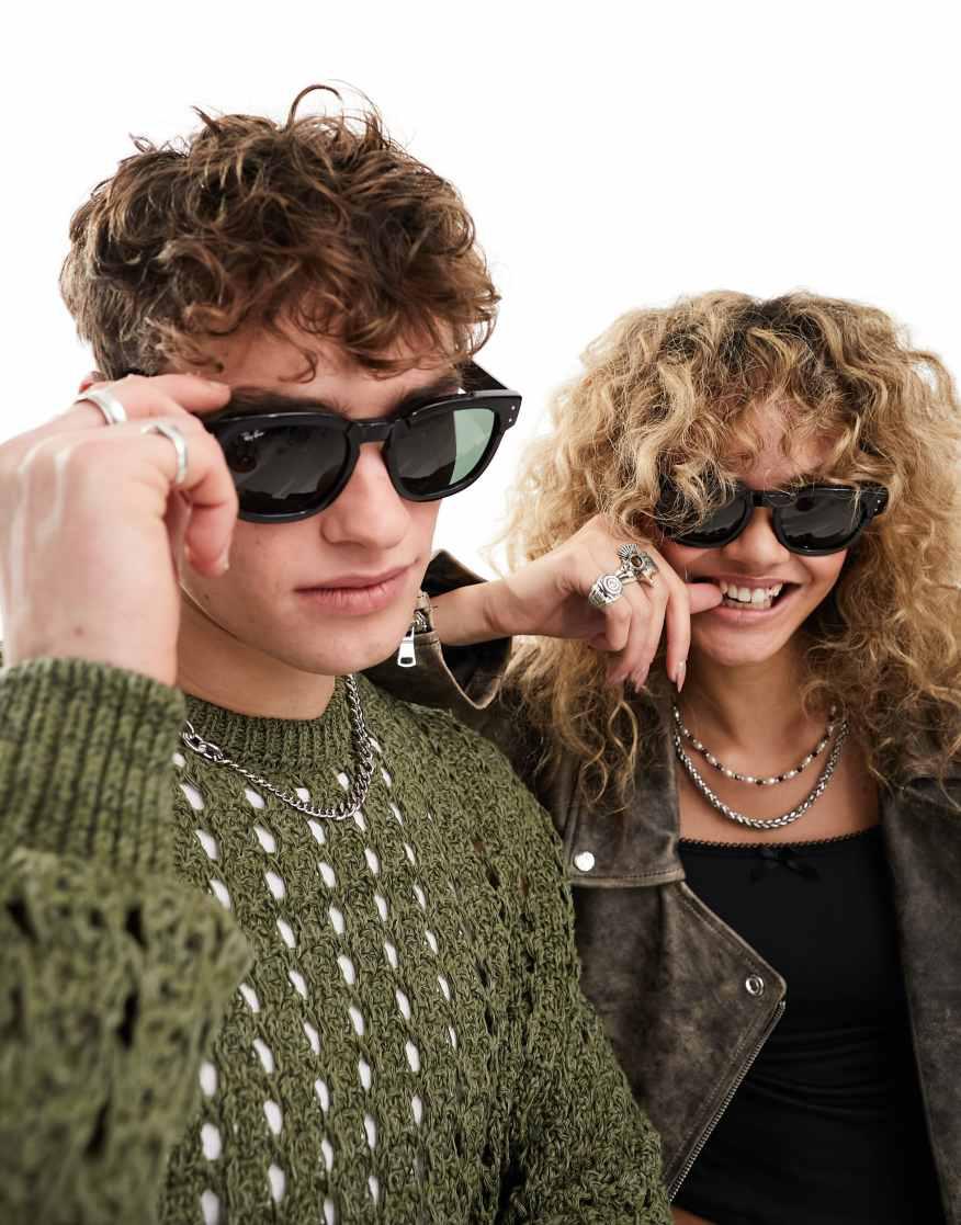 RAY-BAN Mega Hawkeye Round Sunglasses In Black | endource