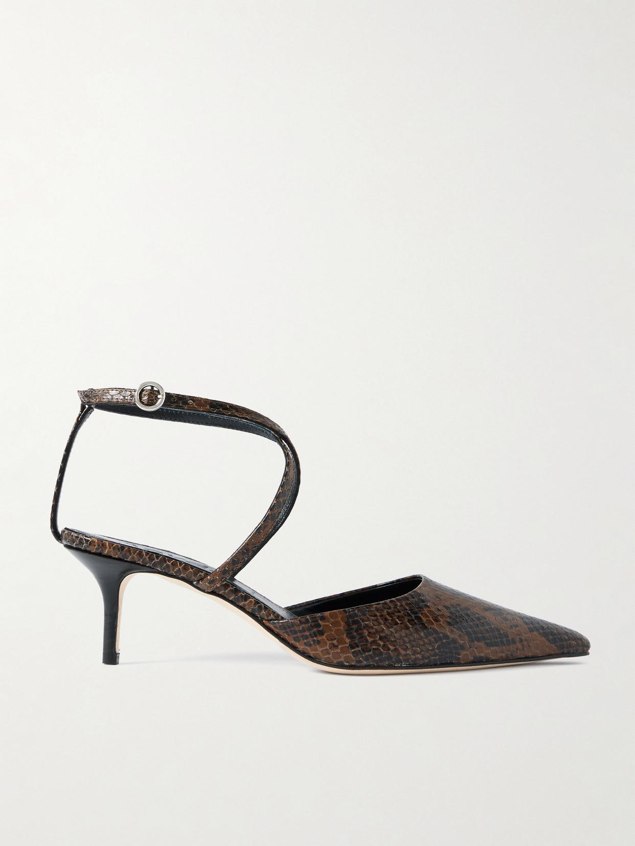 AEYDE Salome Snake-Effect Leather Pumps | endource