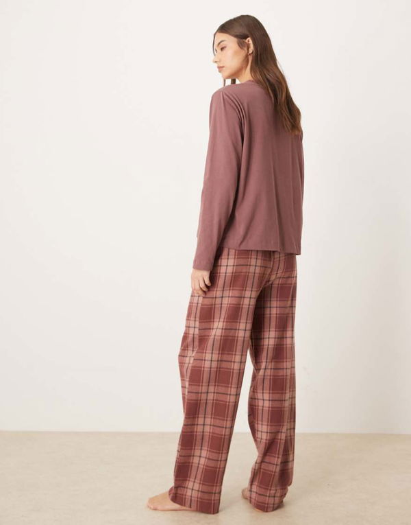 MANGO 100% Cotton Flannel Pyjama Set In Blush Pink | endource