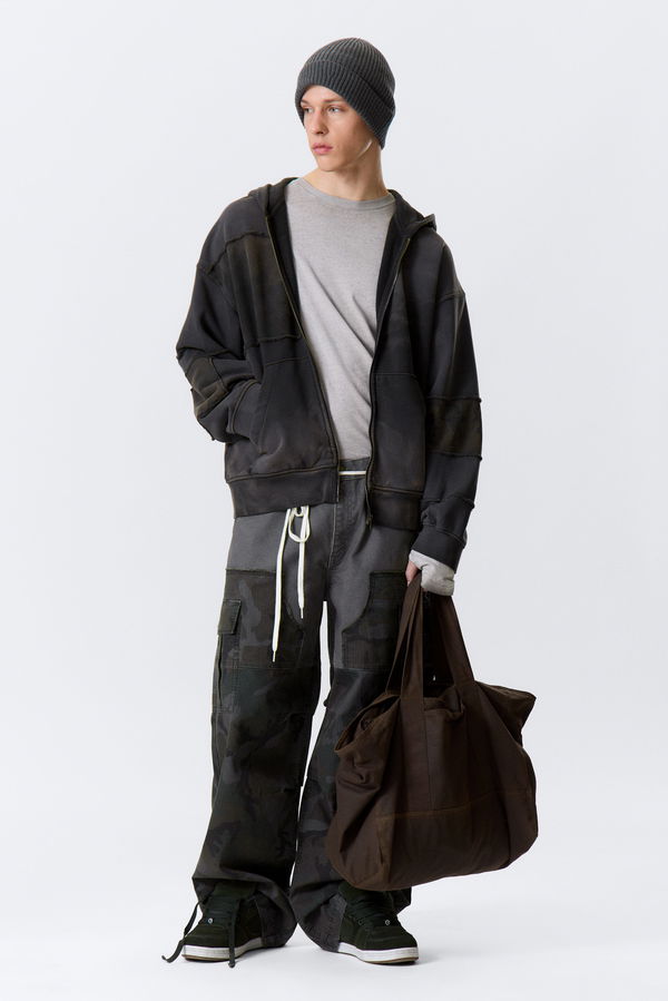 WEEKDAY Washed Patchwork Zip Hoodie | endource