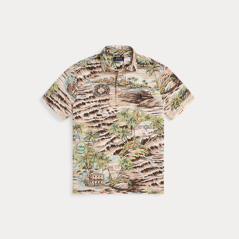 POLO RALPH LAUREN Custom Slim Fit Printed Mesh Polo Shirt in Brown ...