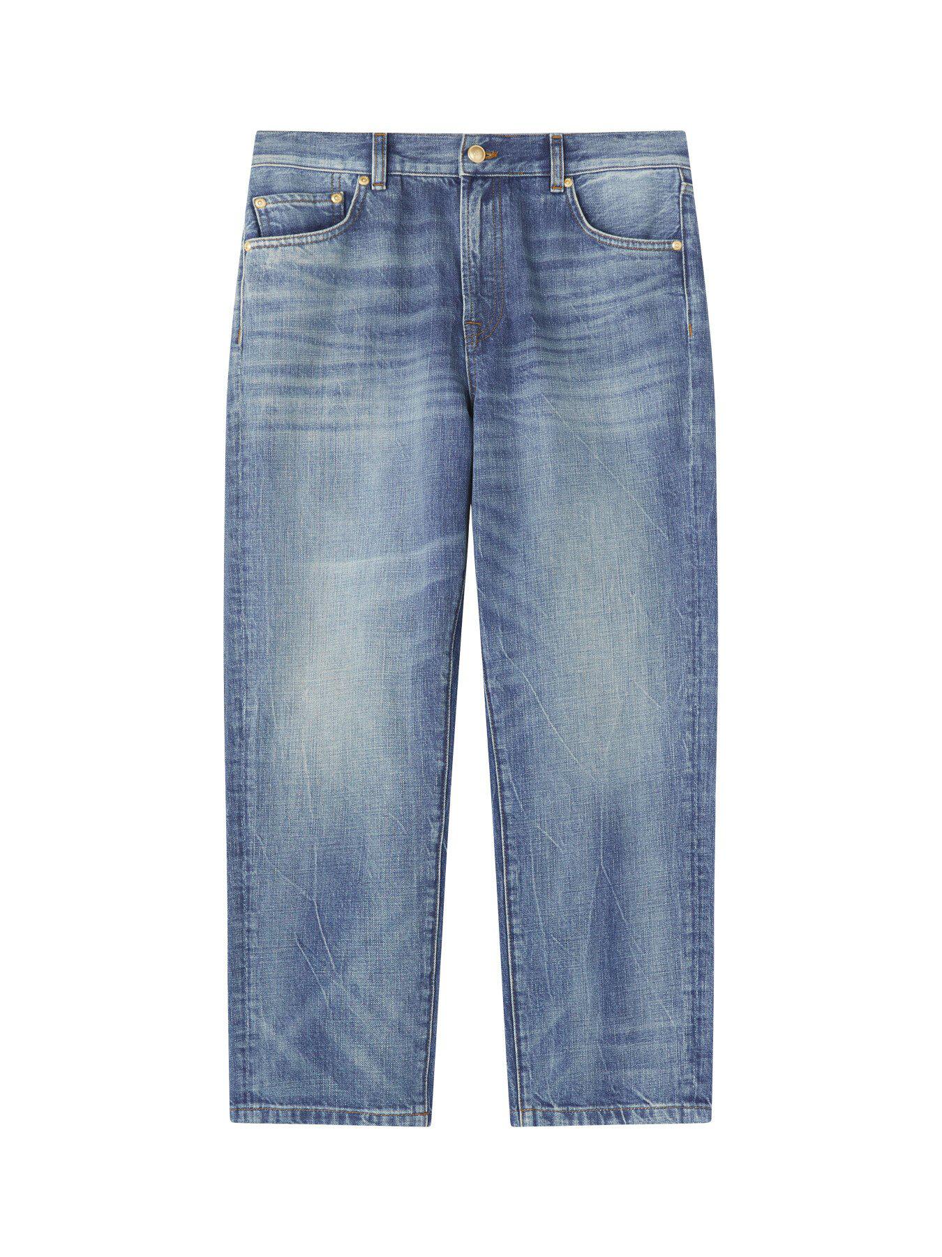 L.K. BENNETT Fara Mid Indigo Denim Cropped Jeans in Blue | endource